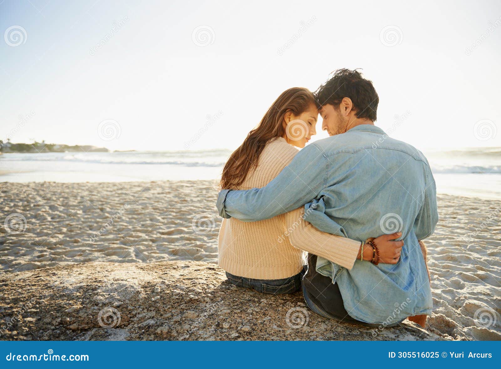 Beach Sunset Hug And Relax Couple With Love Support And Relationship