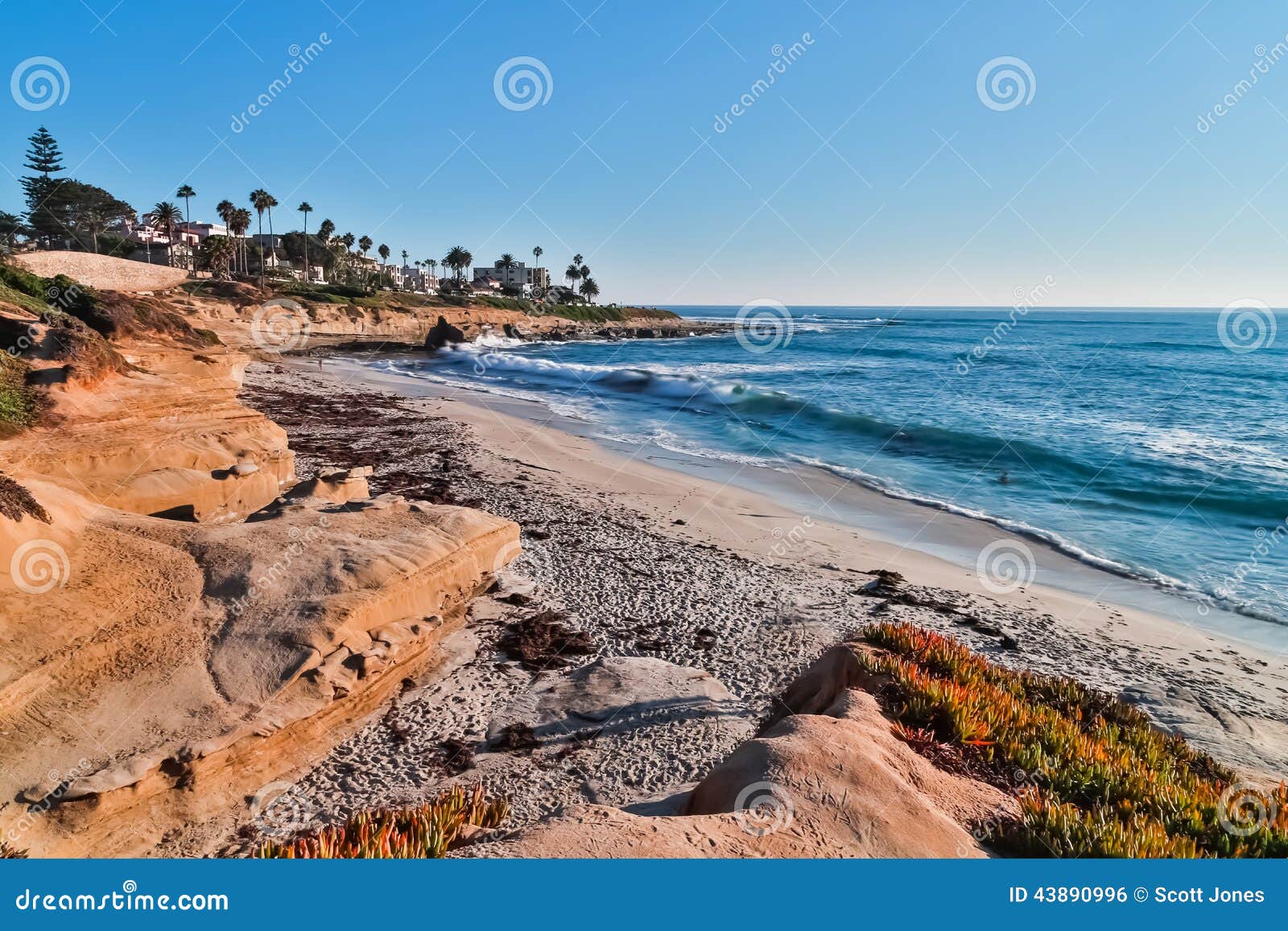 Beach Sunset in La Jolla, California Stock Photo - Image of flow, sand ...