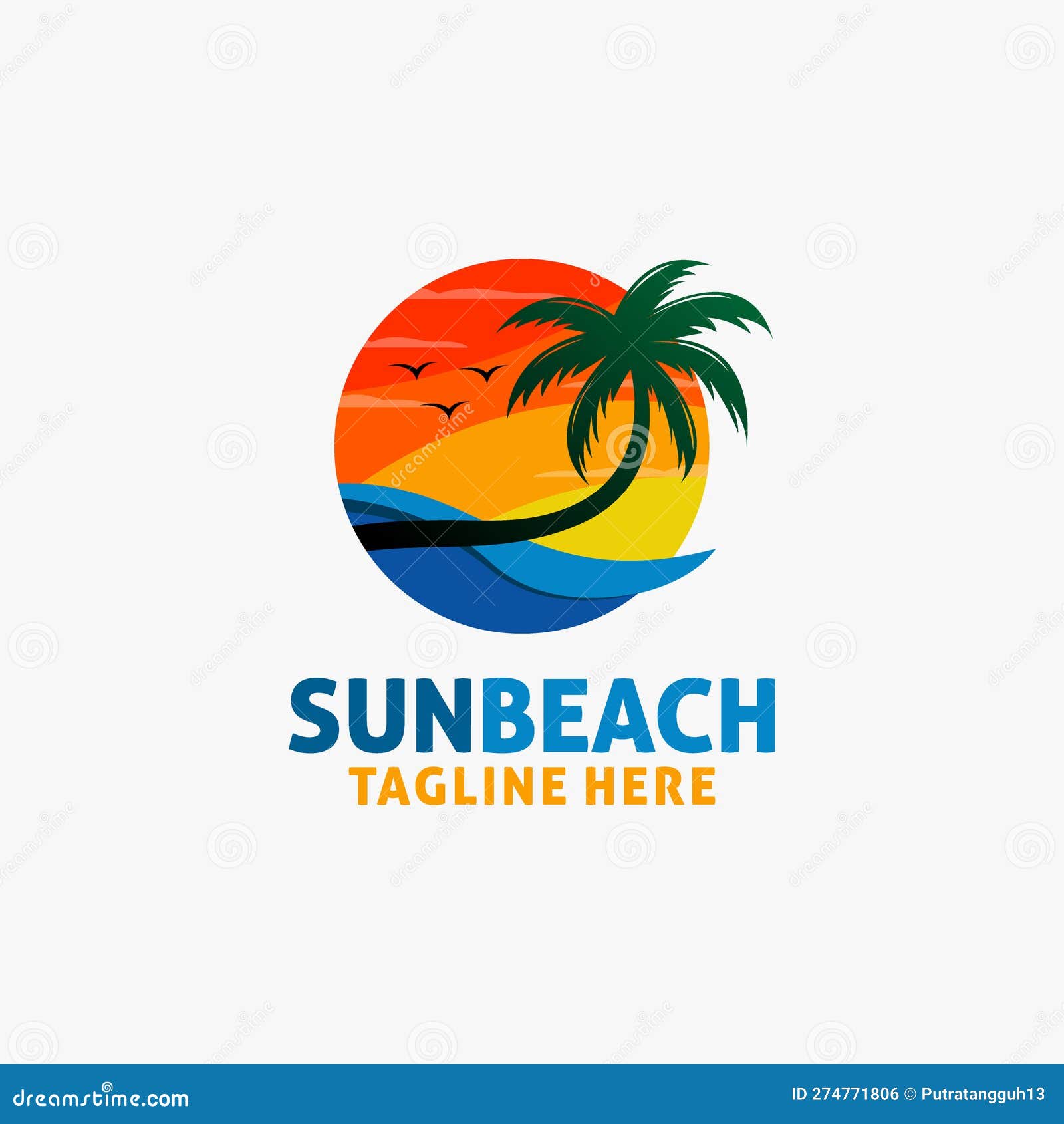 Beach sunset logo design stock vector. Illustration of swim - 274771806