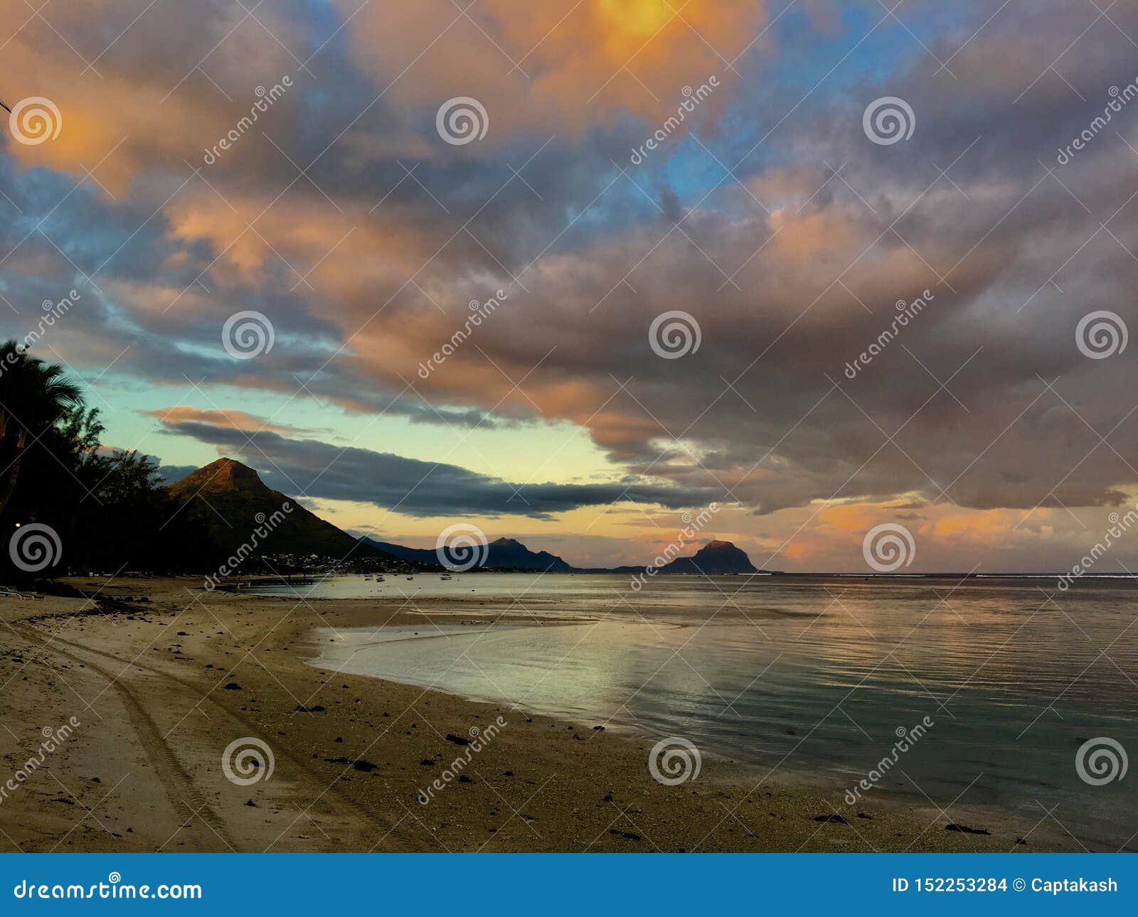 Beach Sunset stock photo. Image of serene, mauritius - 152253284