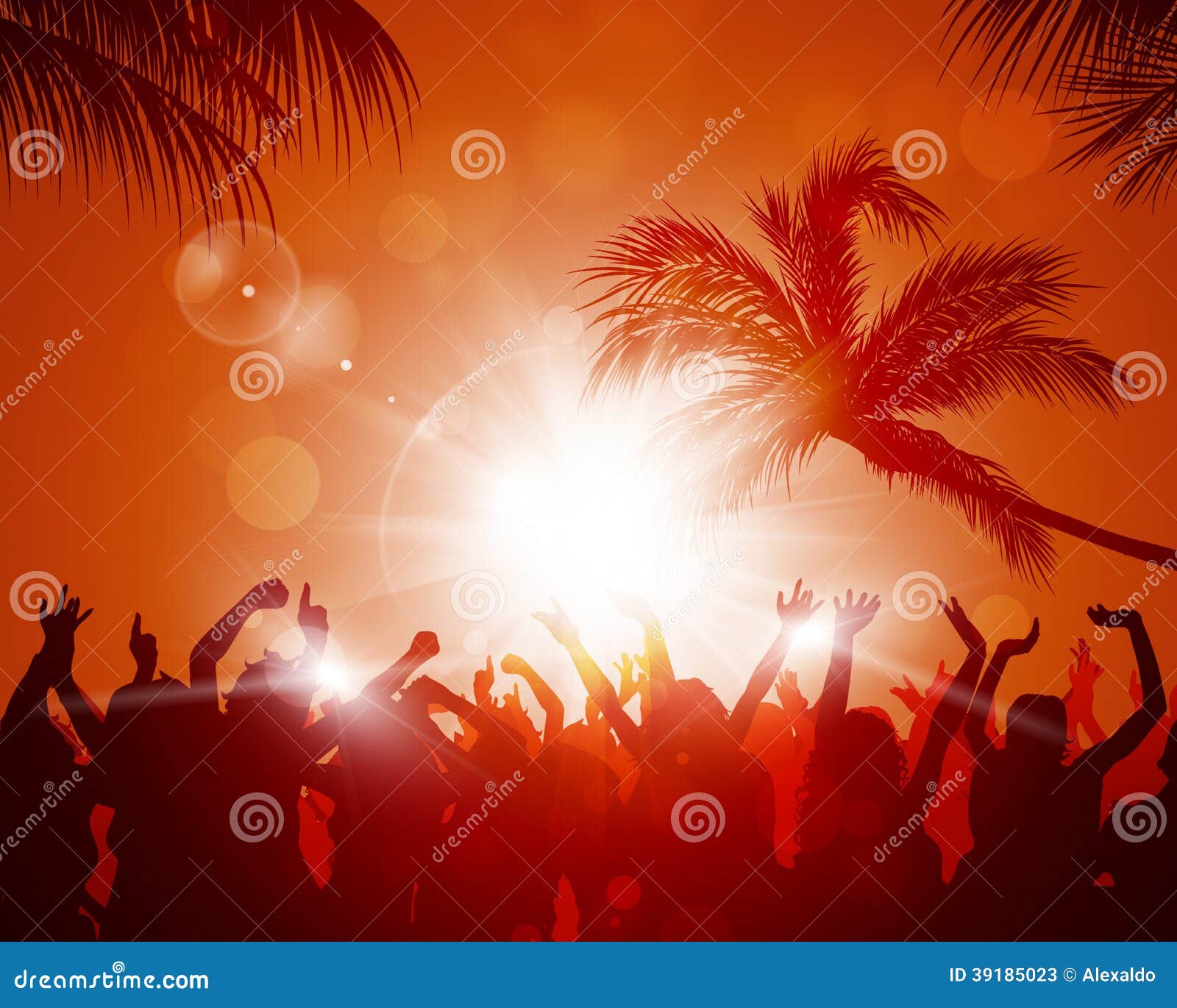 Beach Sunset Party stock illustration. Illustration of dance - 39185023