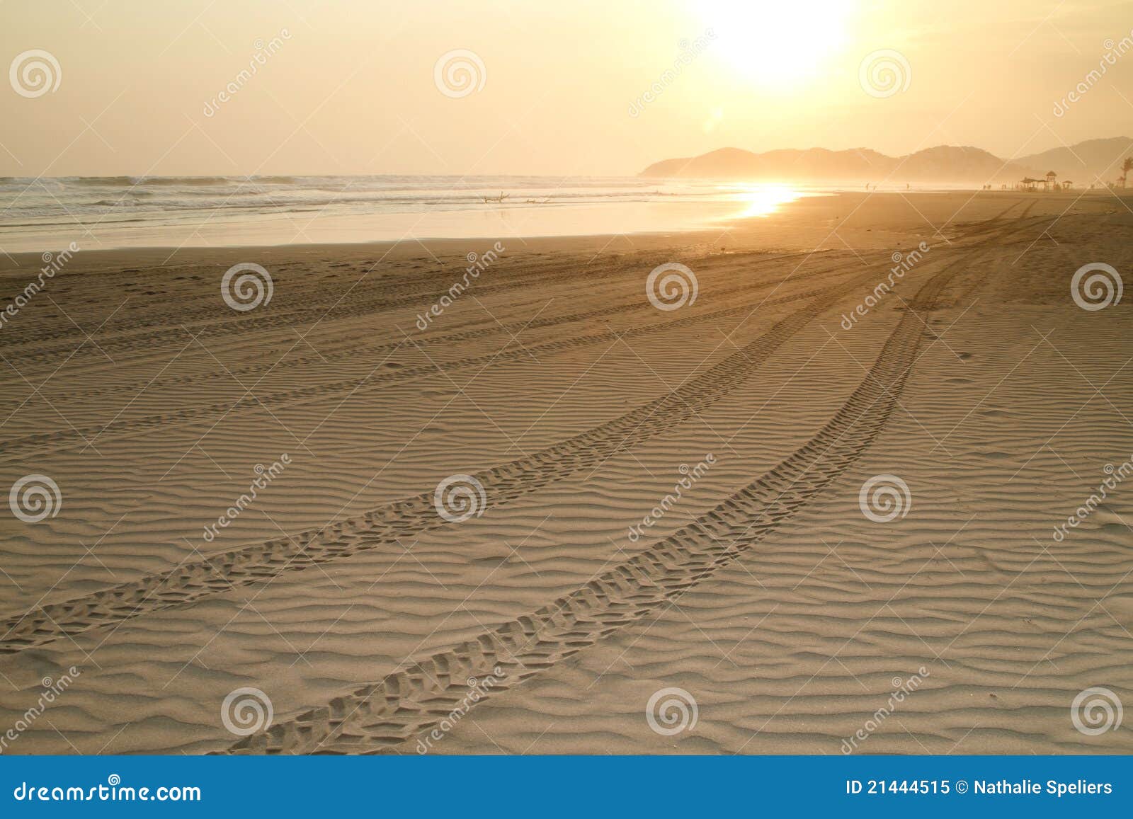 Beach Sunset with Tire Tracks Stock Image - Image of beach, texture ...