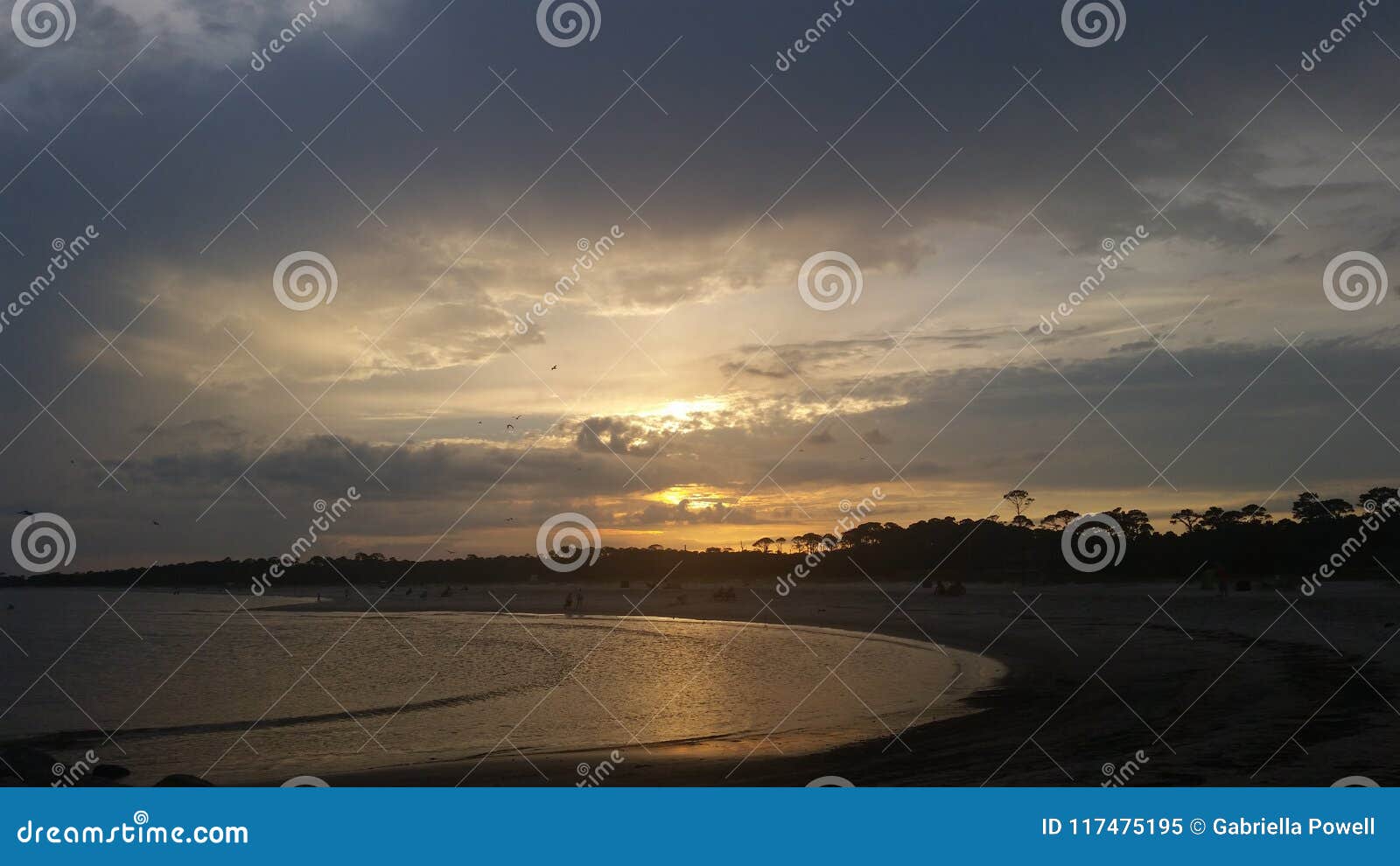 Beach sunset stock image. Image of water, waves, beach - 117475195