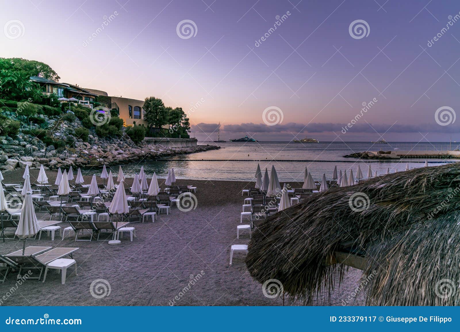 Beach and Superyachts Om the Early Morning in Monaco Stock Image ...