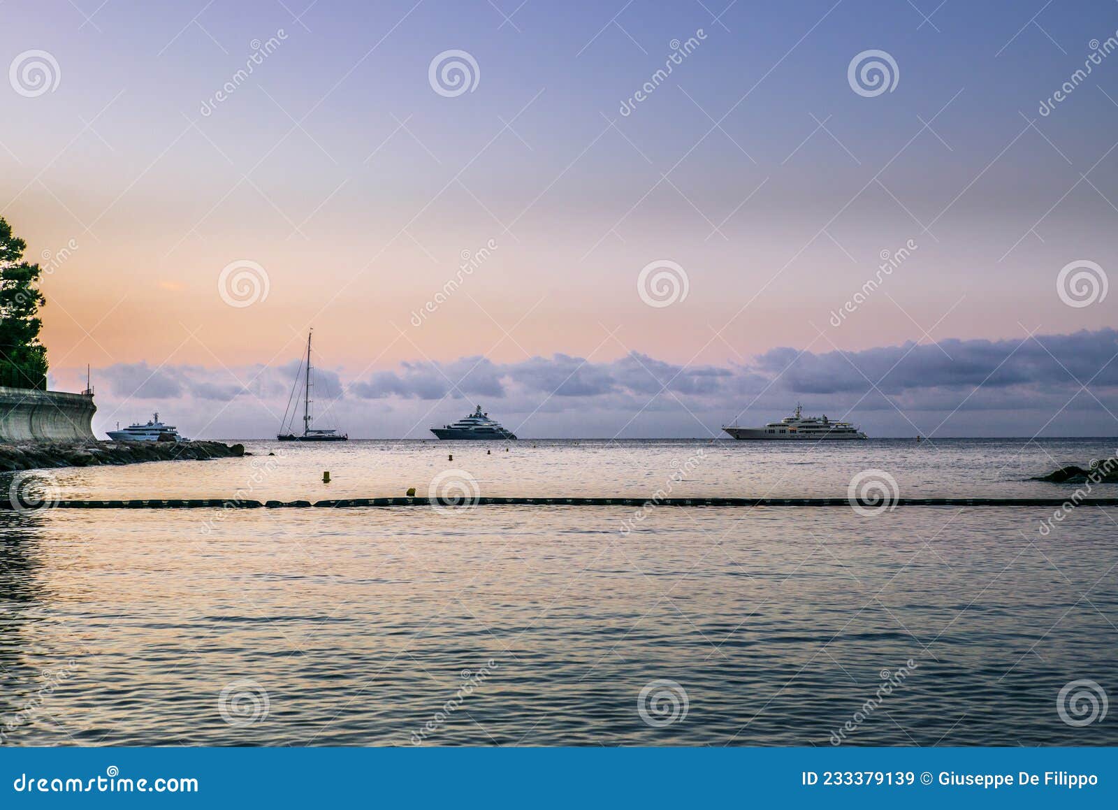 Beach and Superyachts Om the Early Morning in Monaco Stock Image ...