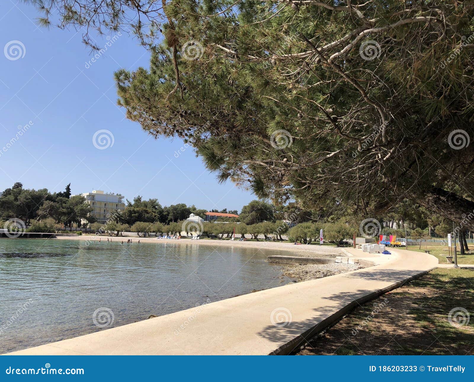 Beach on Supetar stock image. Image of people, tree - 186203233