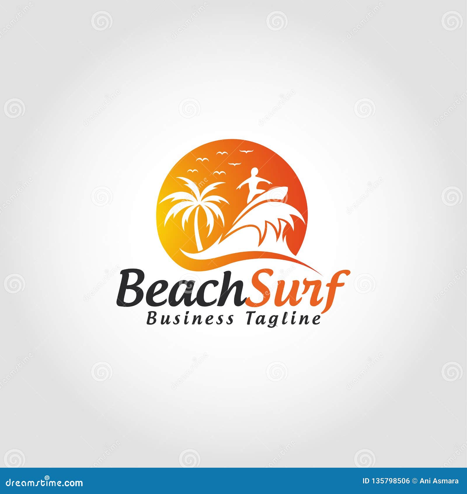 Beach Surf Logo stock vector. Illustration of wave, palm - 135798506