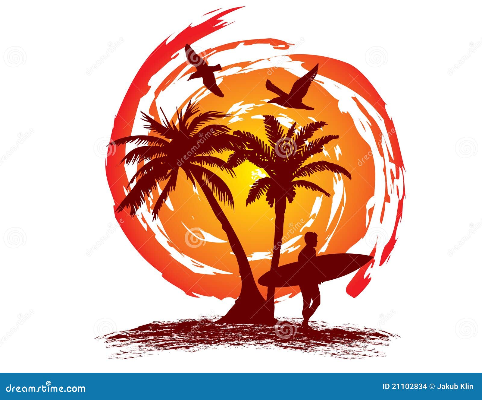 Beach with surfer stock vector. Illustration of design - 21102834