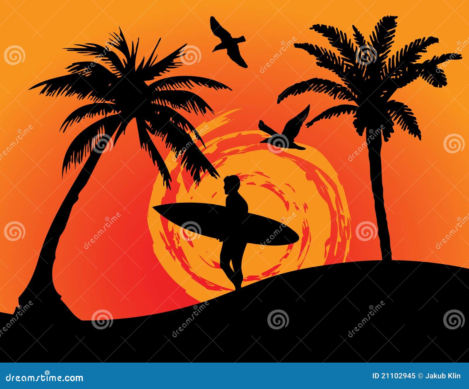 Beach with surfer stock vector. Illustration of surfer - 21102945