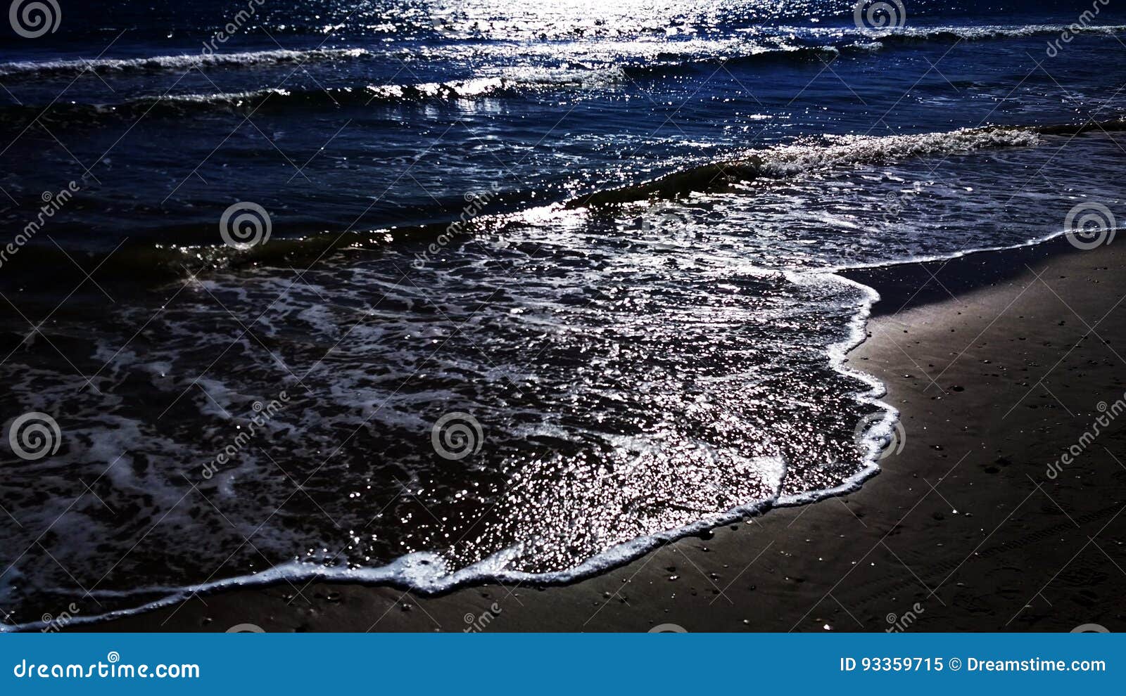 Beach with swell stock image. Image of horizon, foam - 93359715