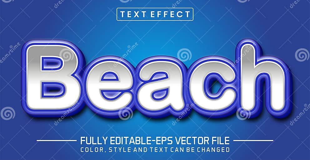 Beach Text Editable Text Effect with Blue Outline Text Style Theme ...