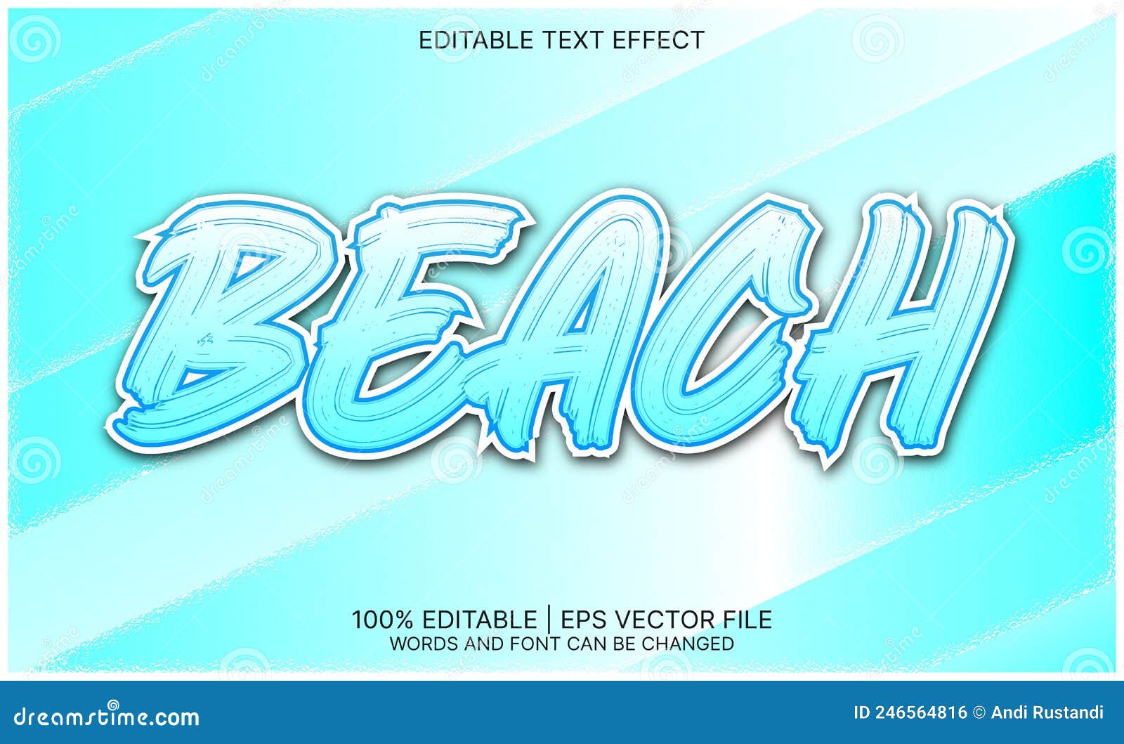 Beach Text Effect Wrapped Blue Color Stock Vector - Illustration of ...