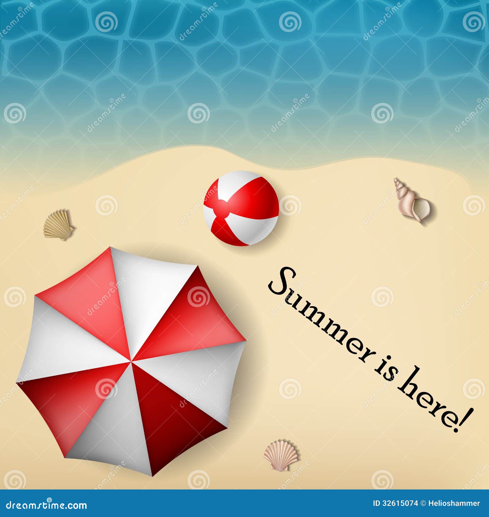 Beach Text Frame with Umbrella and Ball Stock Vector - Illustration of ...