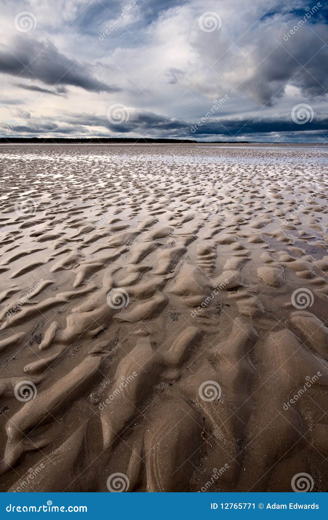 Beach Textures at Low Tide with Dramatic Sky Stock Image - Image of ...