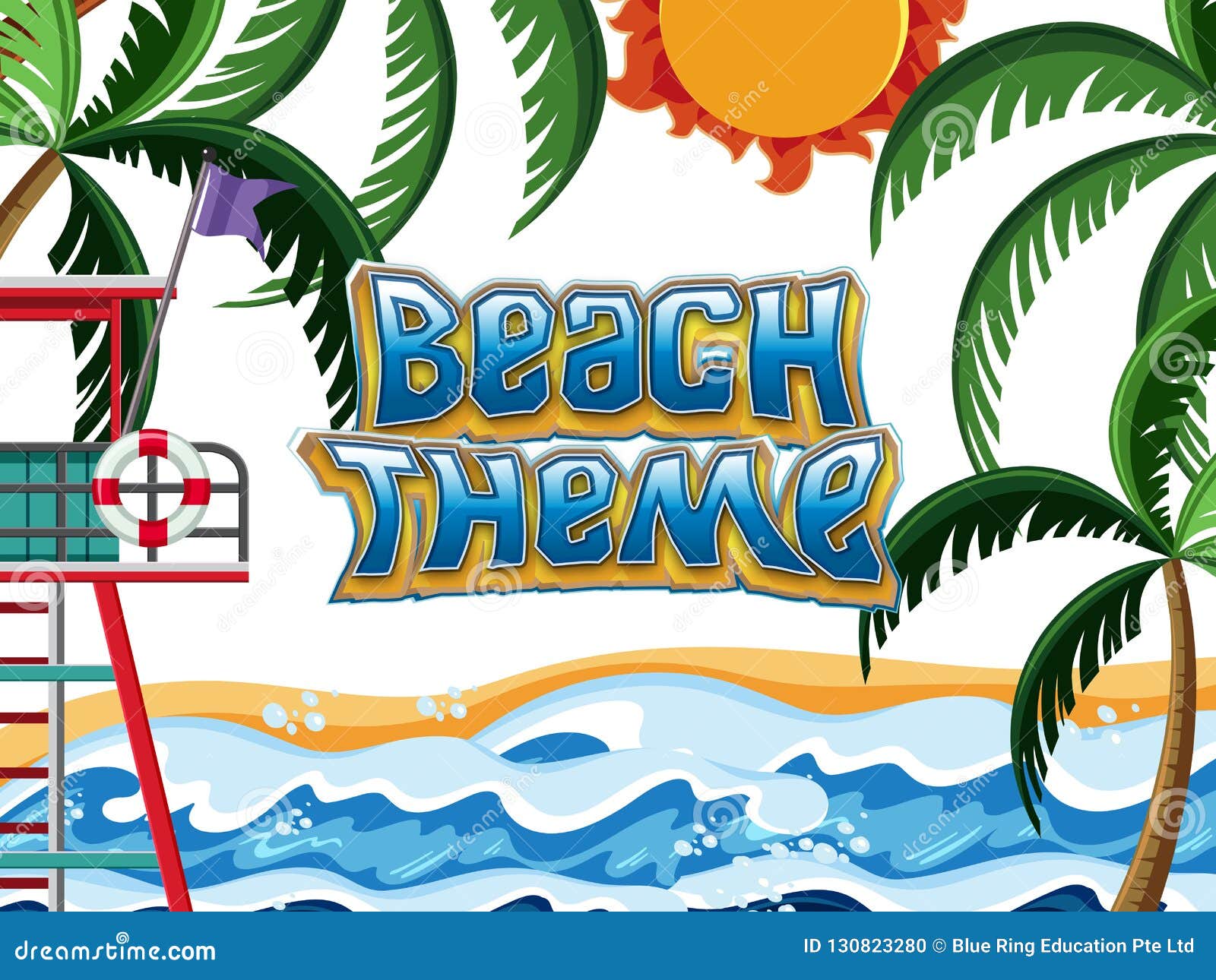 Beach Theme element scene stock vector. Illustration of beach - 130823280