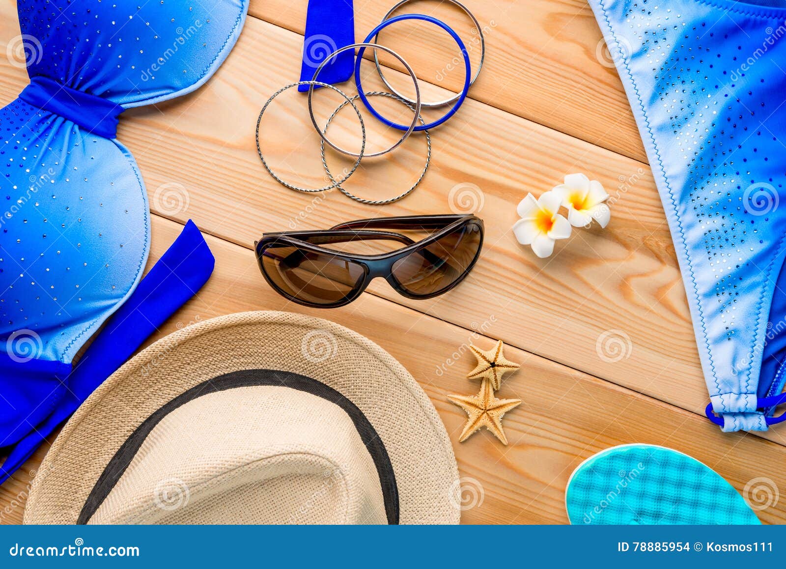 Beach Theme Objects on the Wooden Floor Stock Photo - Image of ...