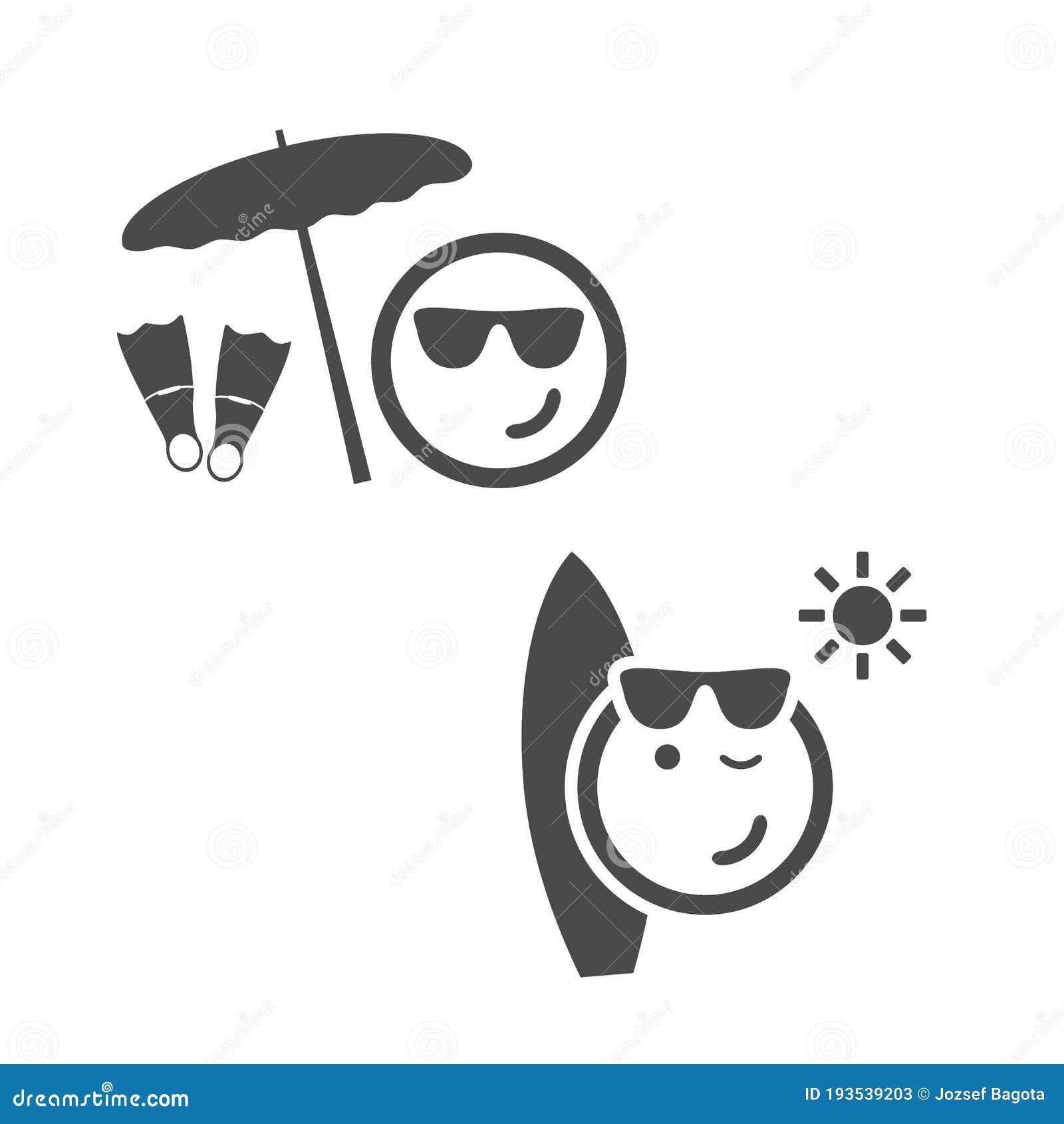 Beach Time - Emoticon Set stock vector. Illustration of behavior ...