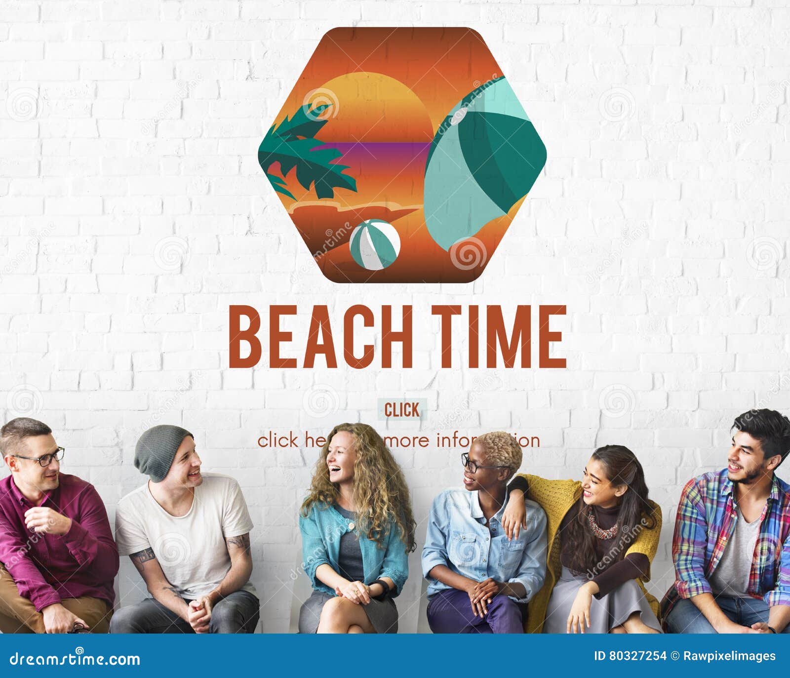 Beach Time Graphic Logo Diverse People Stock Photo - Image of diverse ...