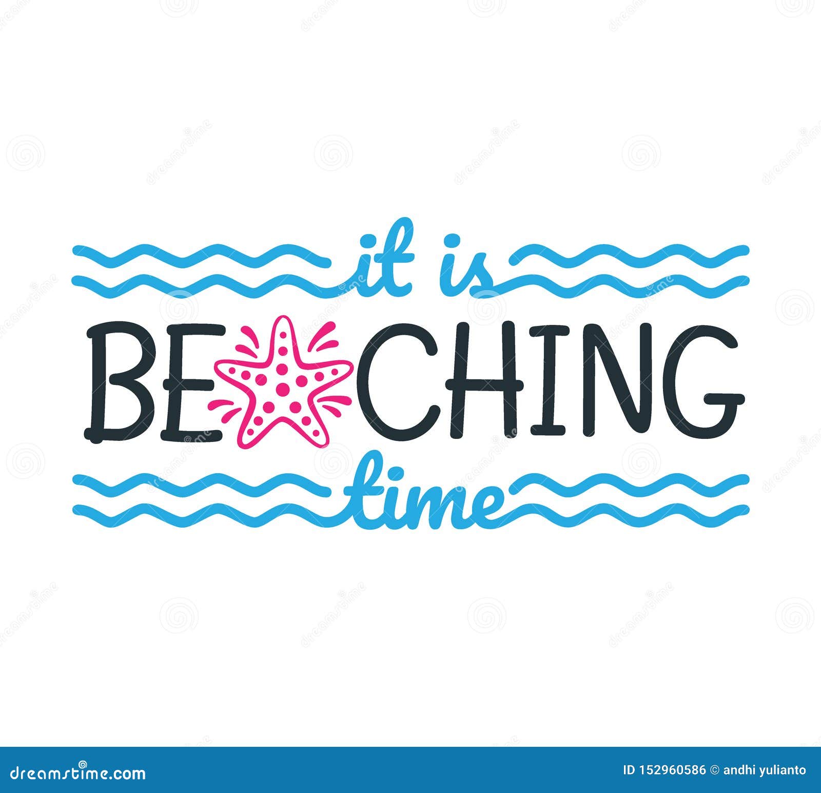 It is Beach Time Saying Quote Vector Design for Printable Sign and Card ...