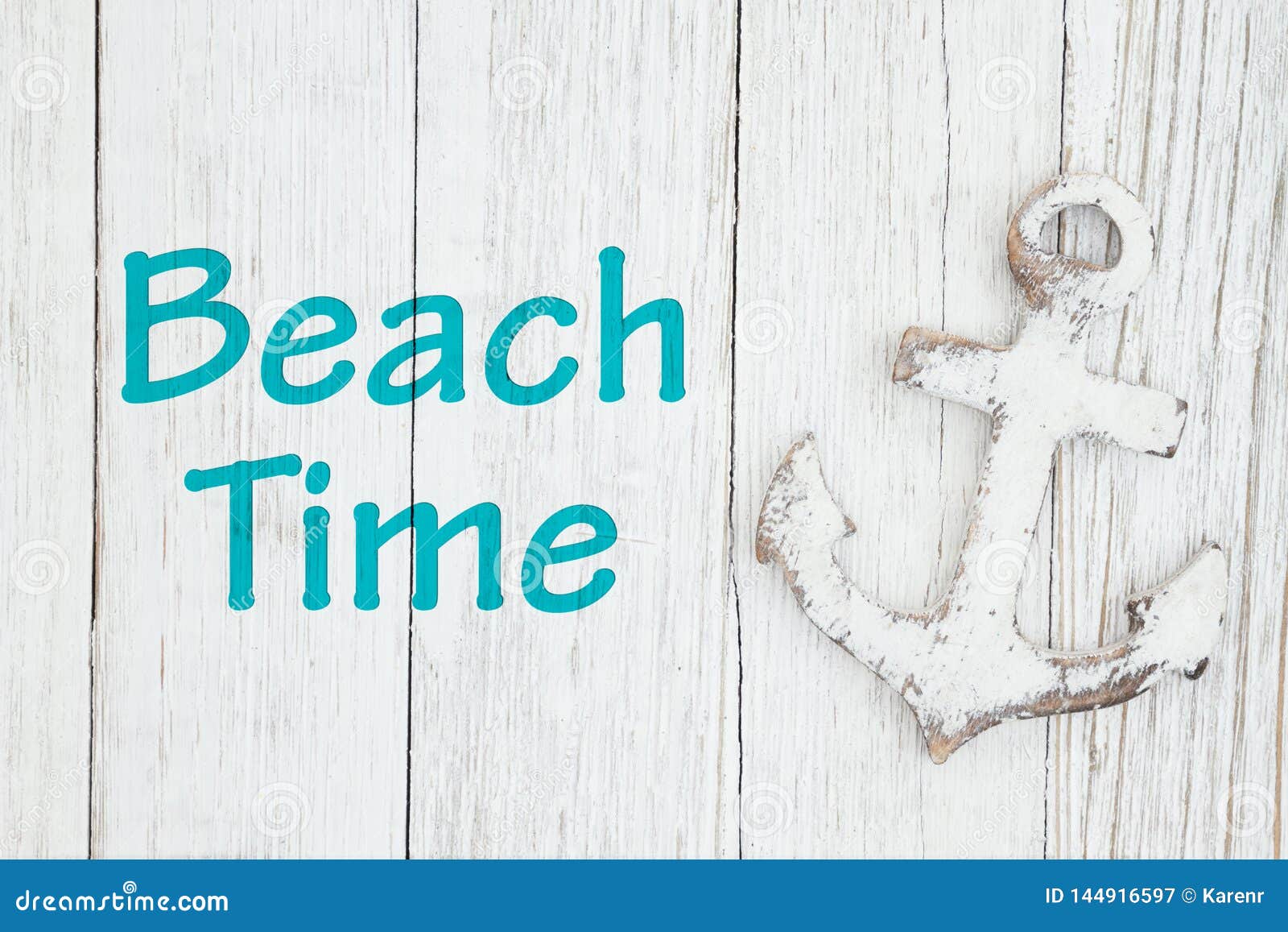 Beach Time Sign with Anchor Stock Image - Image of seaside, holiday ...