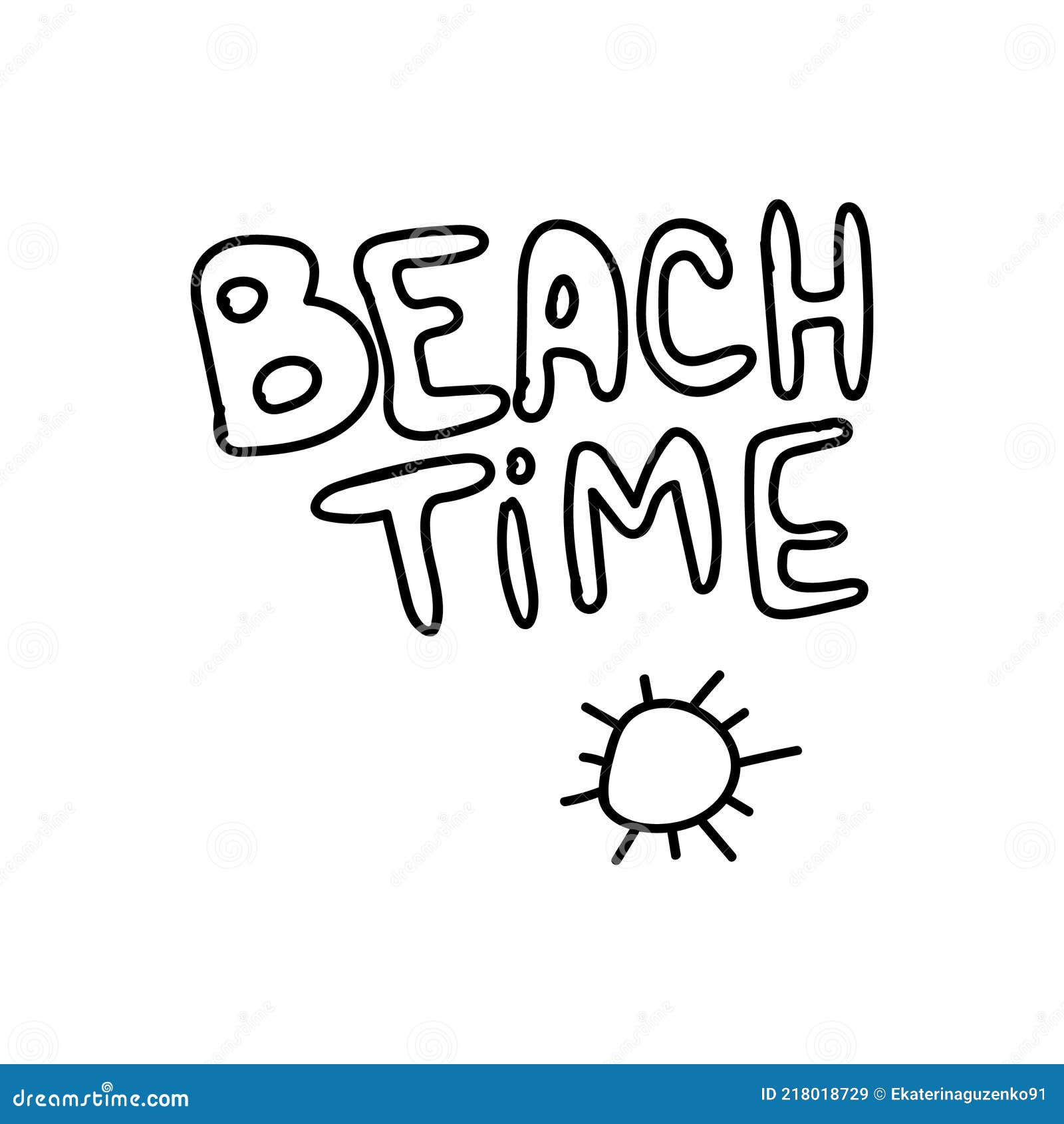 Beach Time Vector Lettering with Sun Shape Stock Vector - Illustration ...
