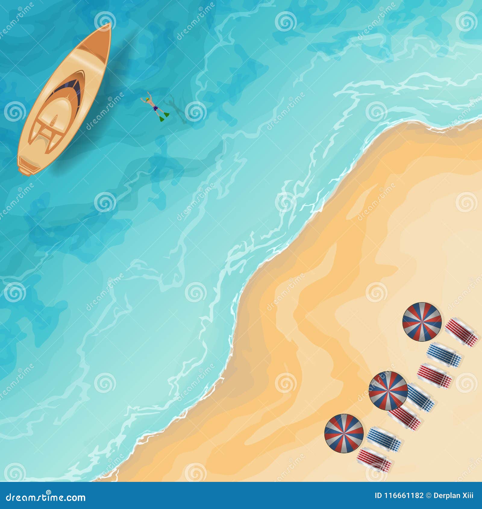Beach top view stock illustration. Illustration of beach - 116661182