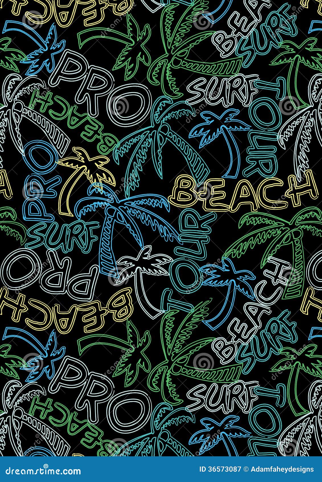 Beach Tour Surf Pro Text Repeat Pattern Stock Vector - Illustration of ...