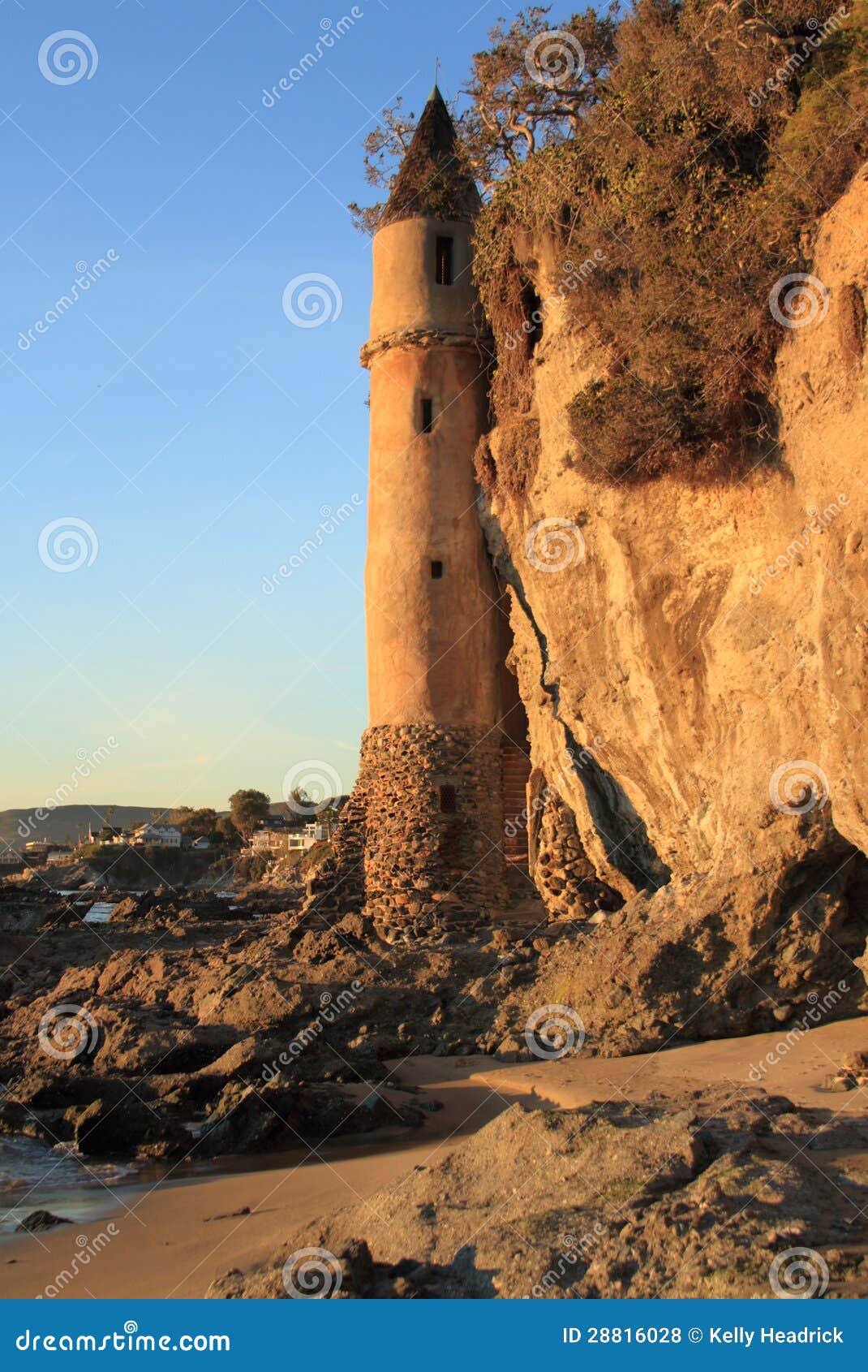 Beach Tower at sunset stock photo. Image of cliff, bluff - 28816028