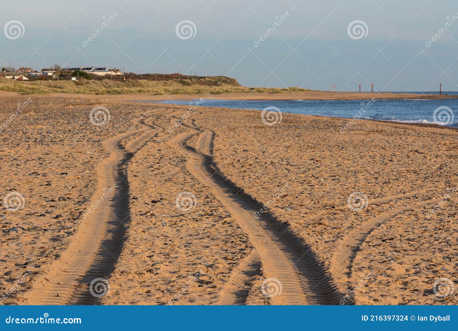 Beach Tractor Tyre Marks in the Sand Stock Photo - Image of vanishing ...