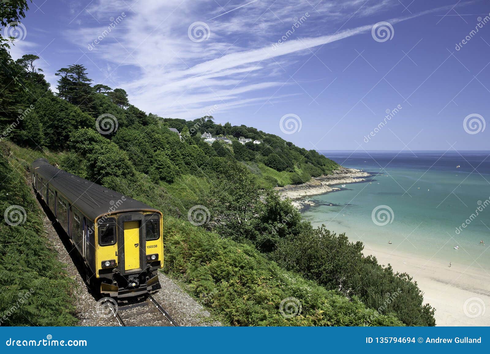 Train to the beach UK stock photo. Image of blue, holiday - 135794694