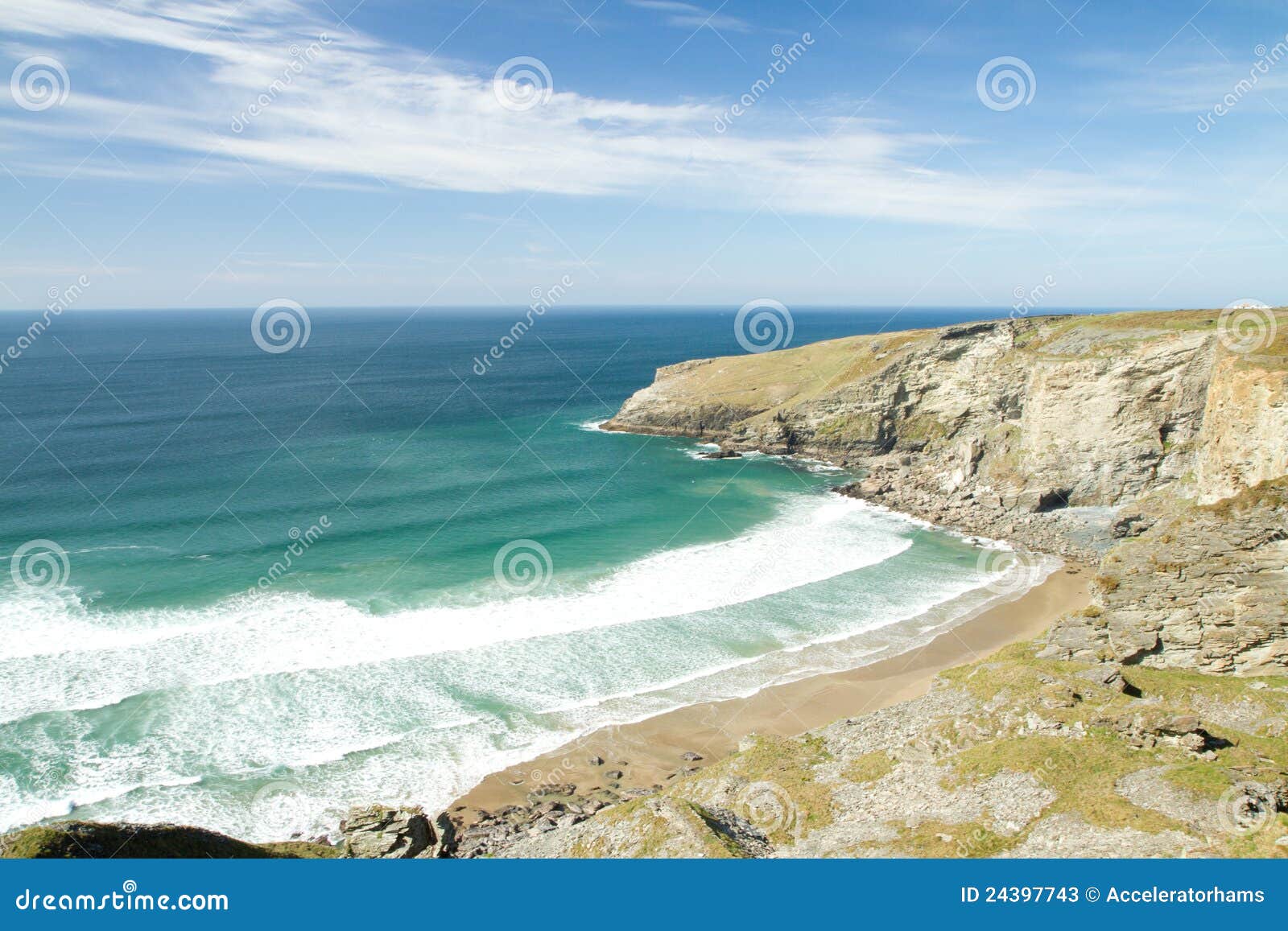 Beach at Treknow Near Tintagel in Cornwall Stock Image - Image of hole ...