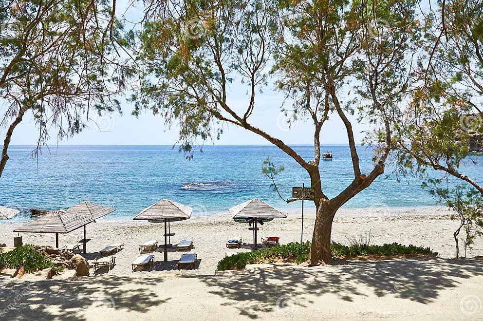 The Beach of Triopetra in Crete Stock Photo - Image of holidays, water ...