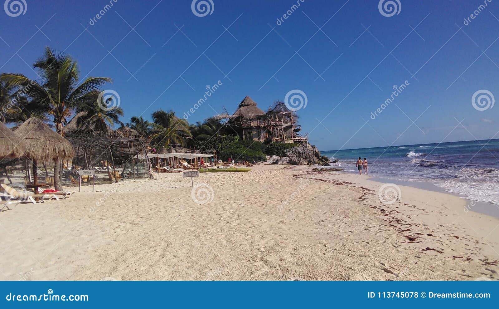 Beach in Tulum, Mexico editorial stock photo. Image of relaxing - 113745078