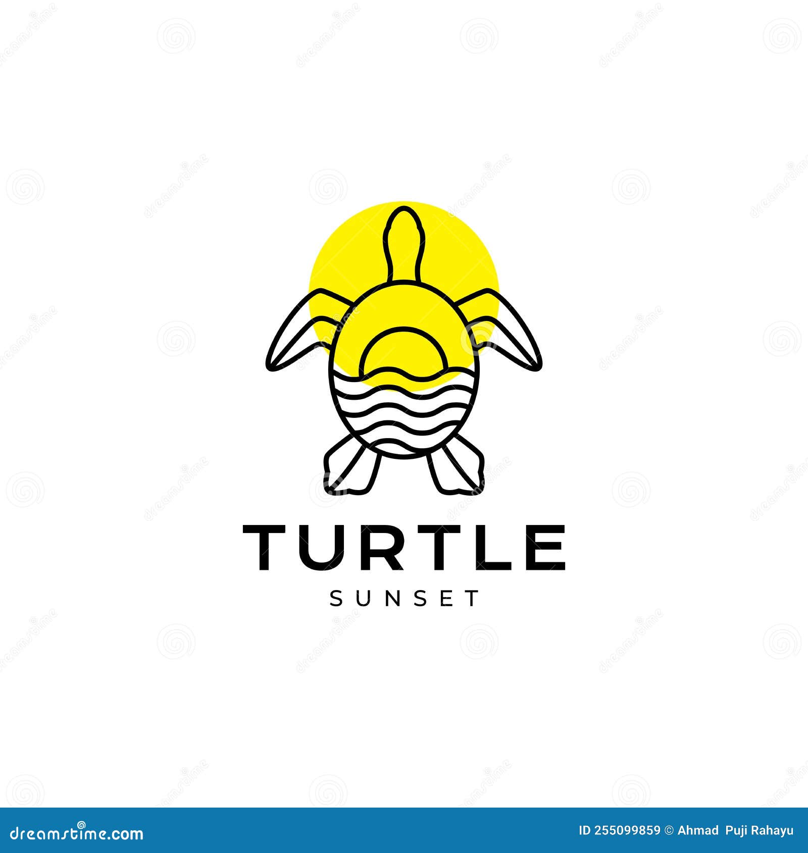 Beach Turtle with Wave and Sunset Logo Design Stock Vector ...