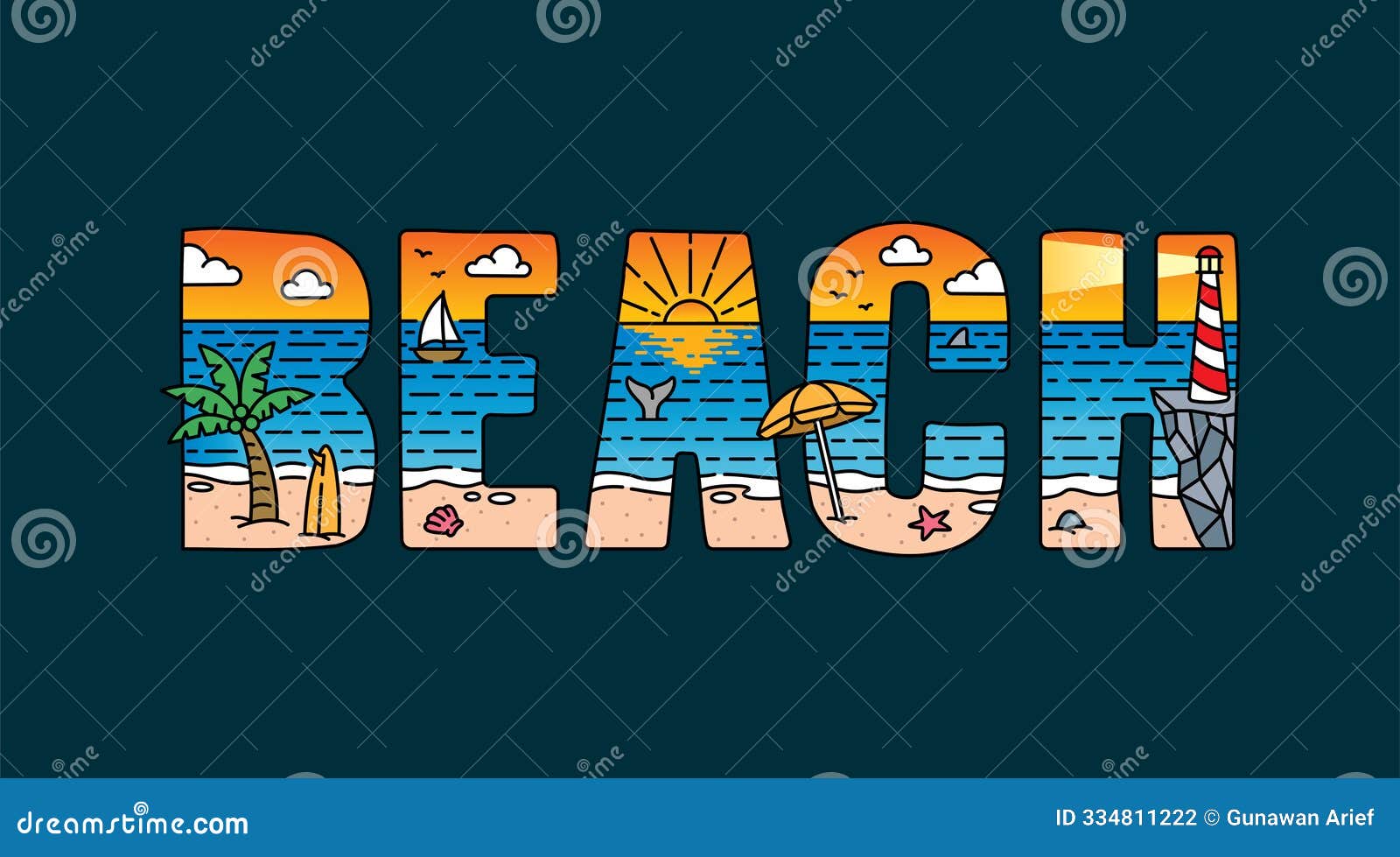 Beach Typography Design, for T-shirt, Poster and Other Uses Stock ...