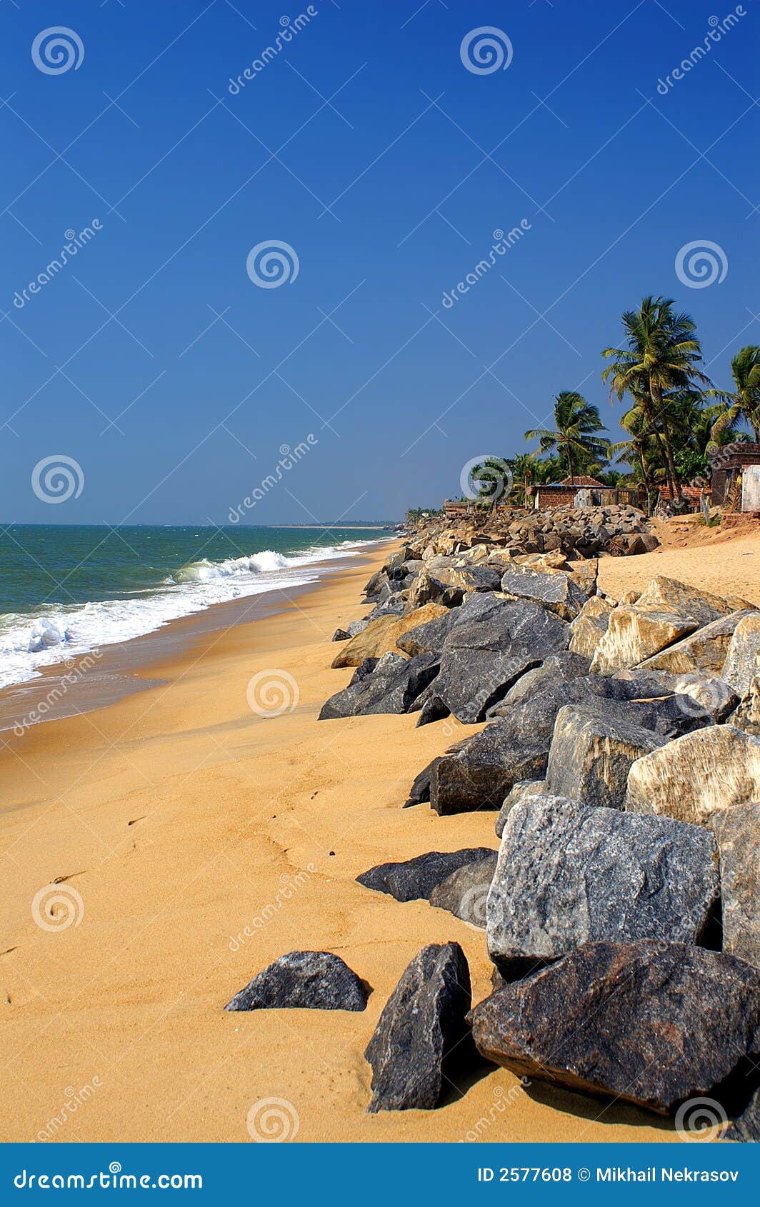 Beach of Ullal village stock photo. Image of relaxation - 2577608