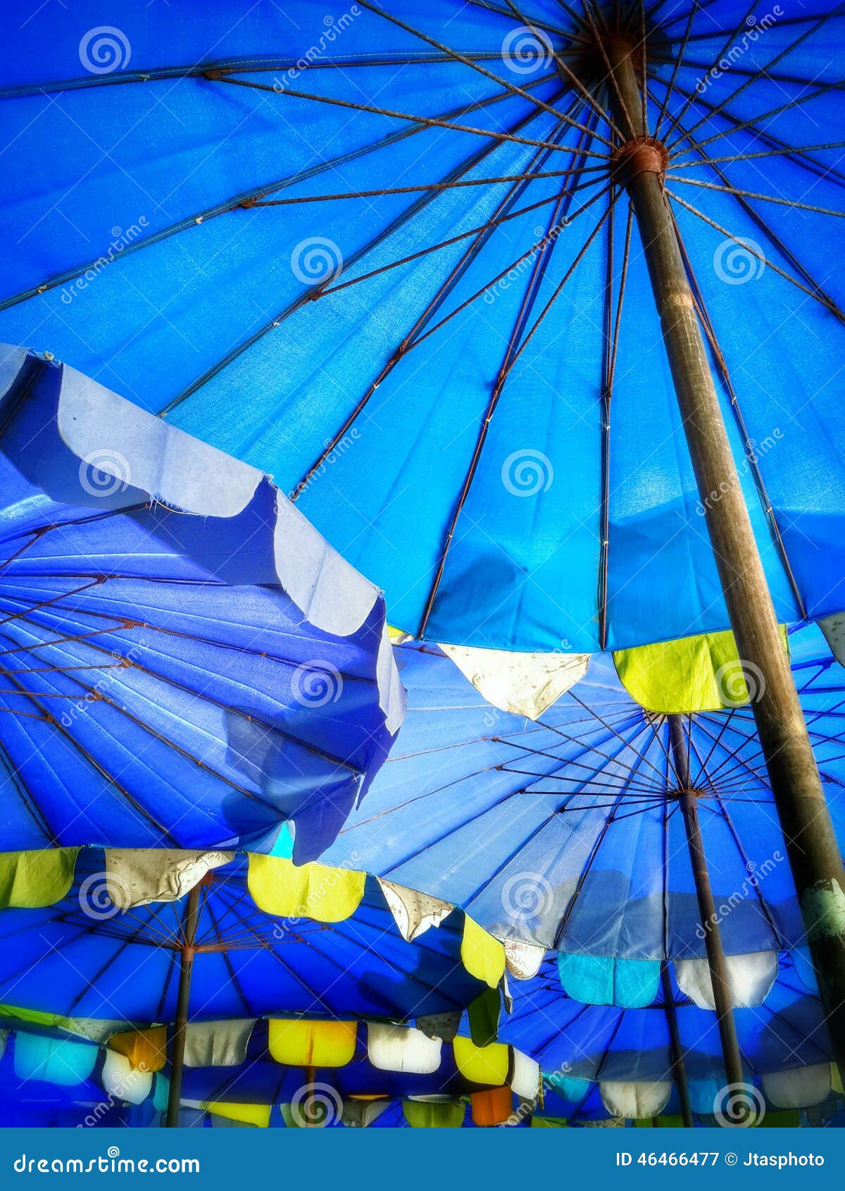 Beach umbrella. stock image. Image of blue, texture, beach - 46466477
