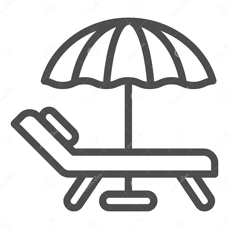 Beach Umbrella And Chair Line Icon Vacation Vector Illustration