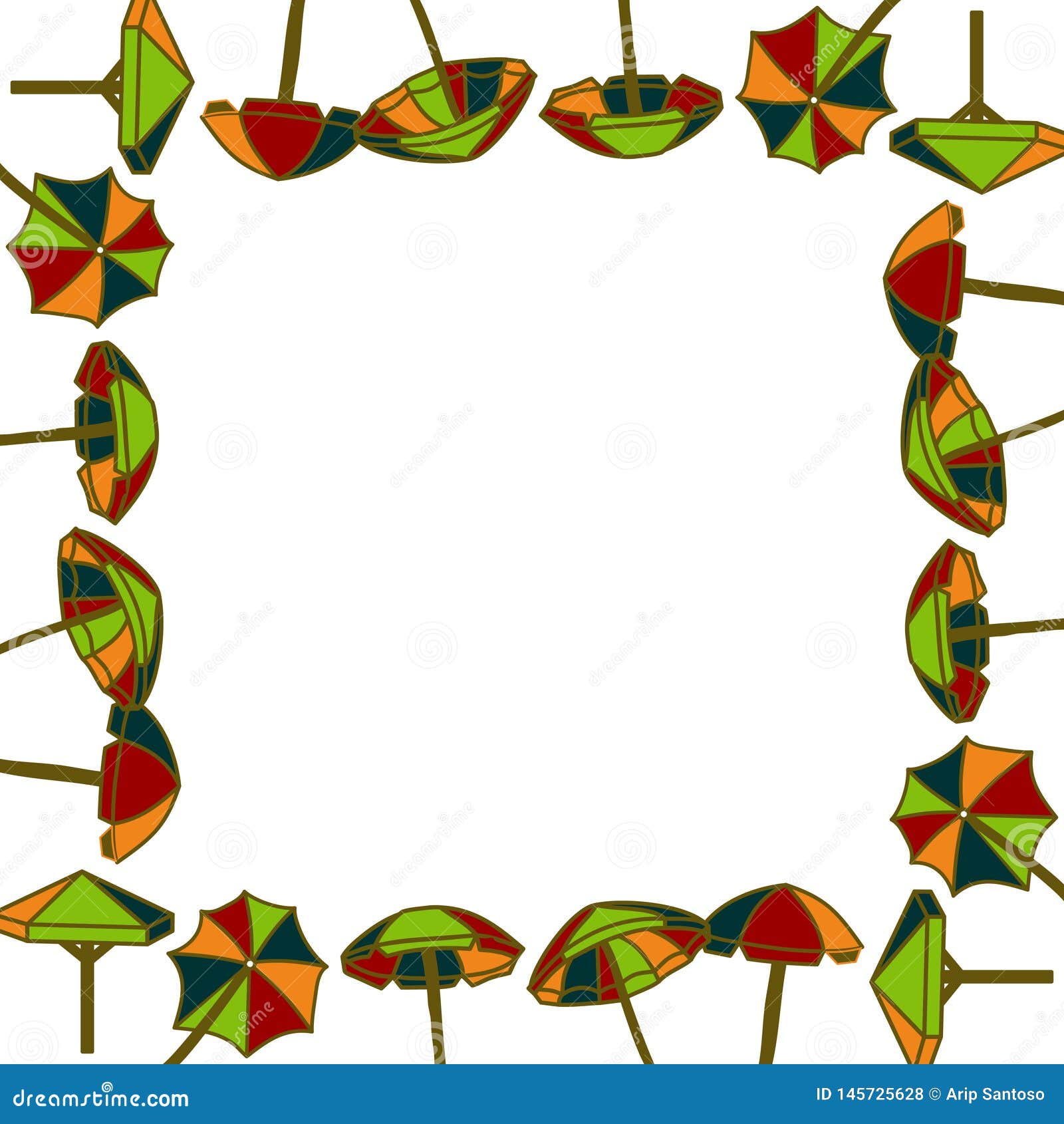 Umbrella Frame Border Seamless Pattern Cartoon Vector | CartoonDealer ...
