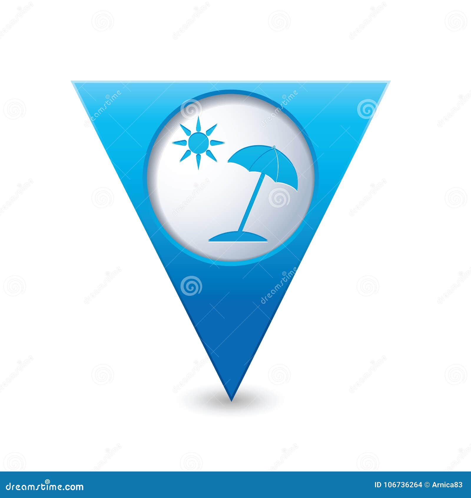 Beach Umbrella Icon on Map Pointer Stock Vector - Illustration of ...