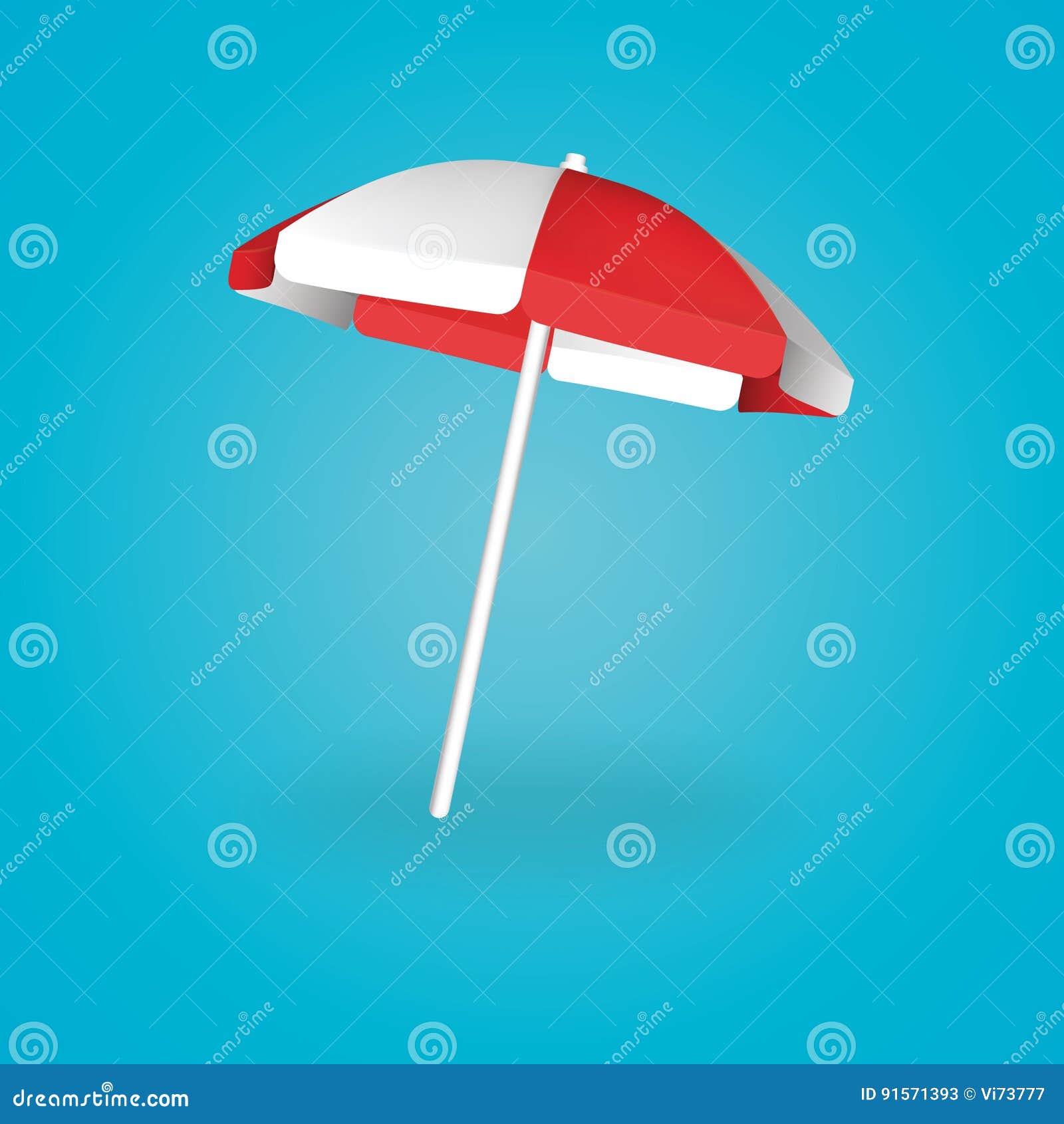 Beach Umbrella Red and White. Vector Illustration. Stock Vector ...