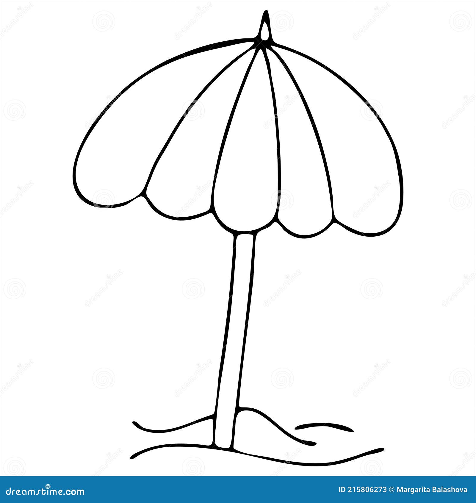 Beach Umbrella for Summer Vacation, Vector Doodle Element, Coloring ...