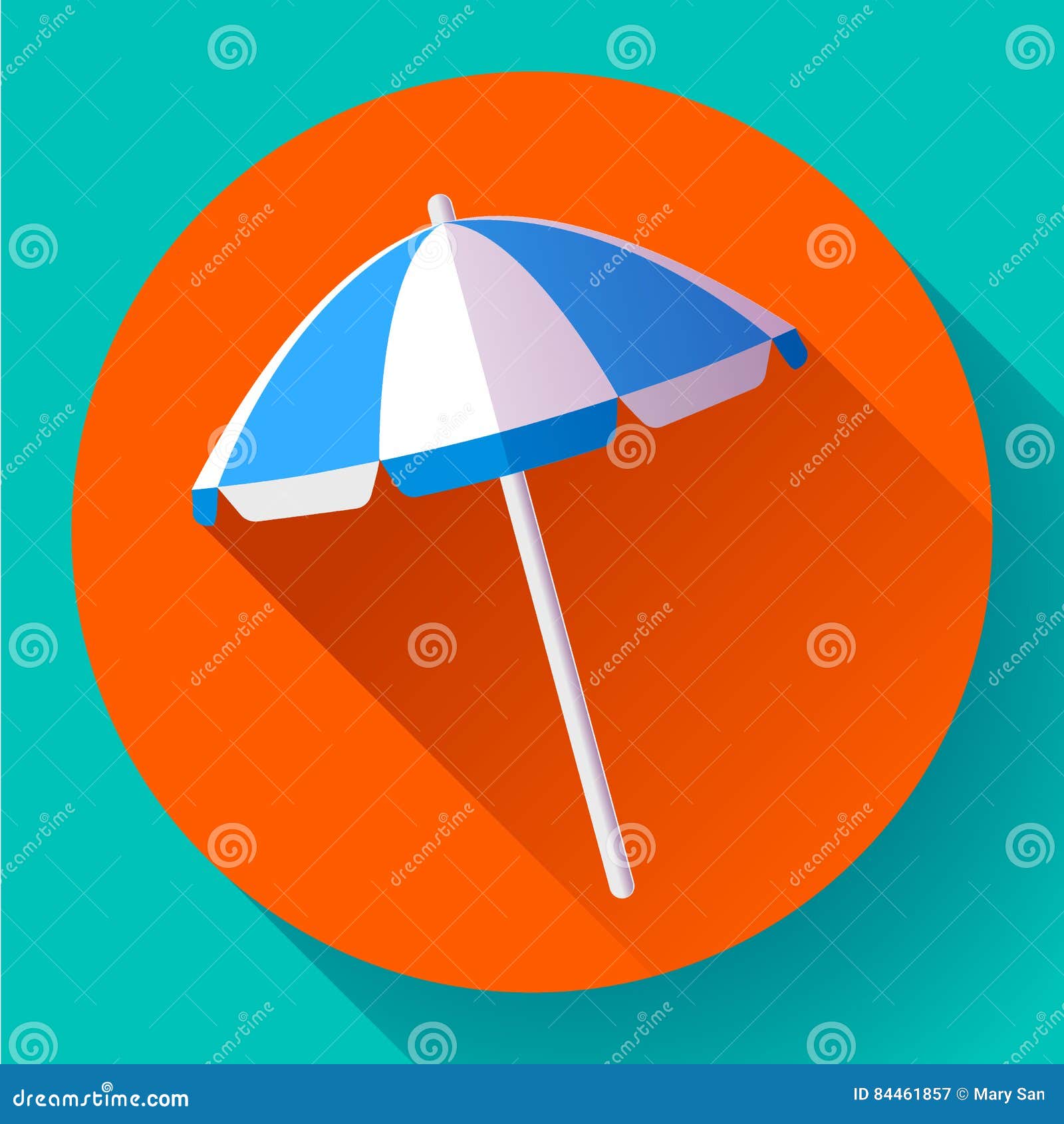 Beach Umbrella, Top View Icon. Vector. Flat Design Style. Stock Vector ...