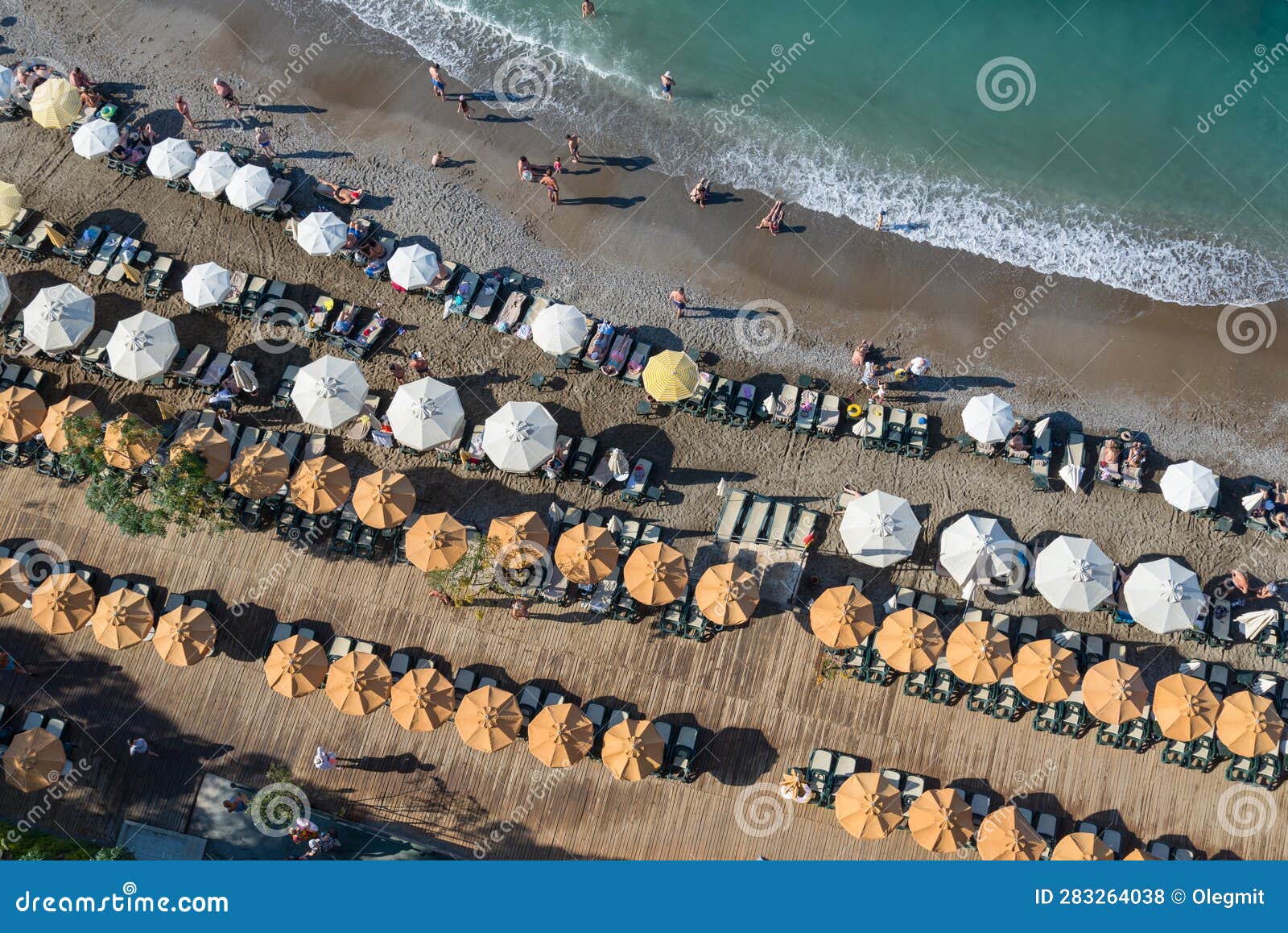 Beach with Umbrellas Aerial View Stock Photo - Image of nature, outdoor ...