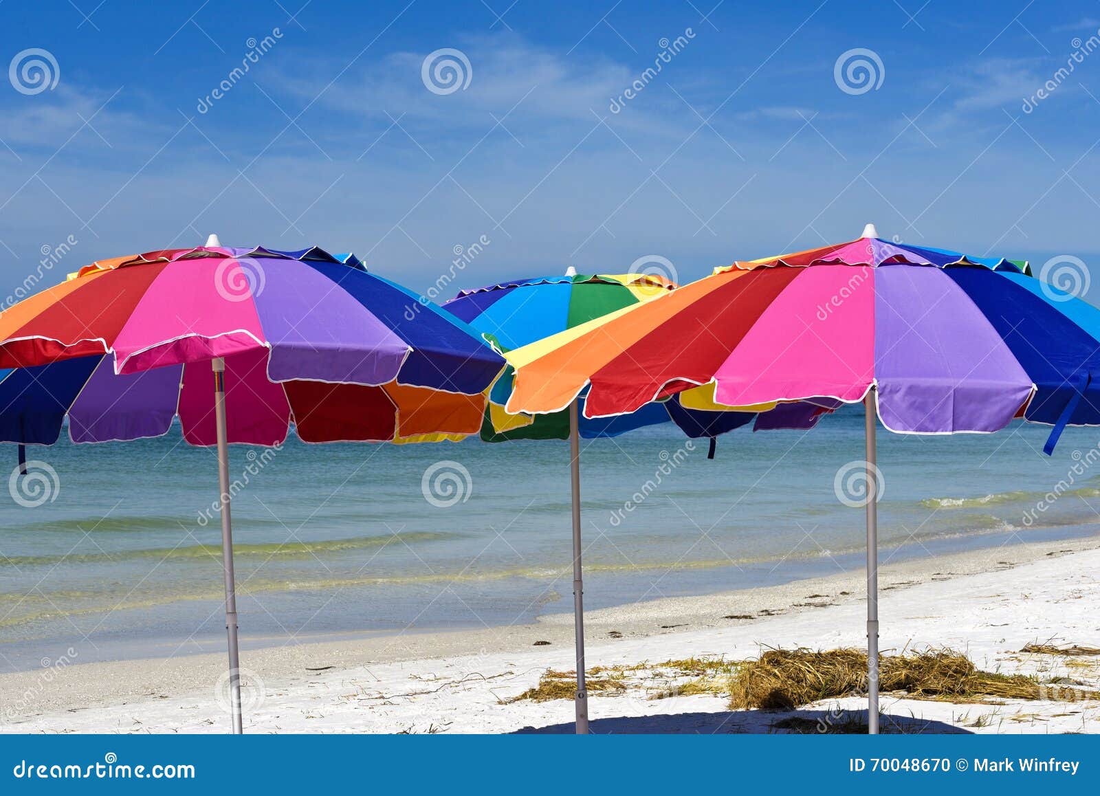 Beach Umbrellas stock photo. Image of summer, beach, sunny - 70048670