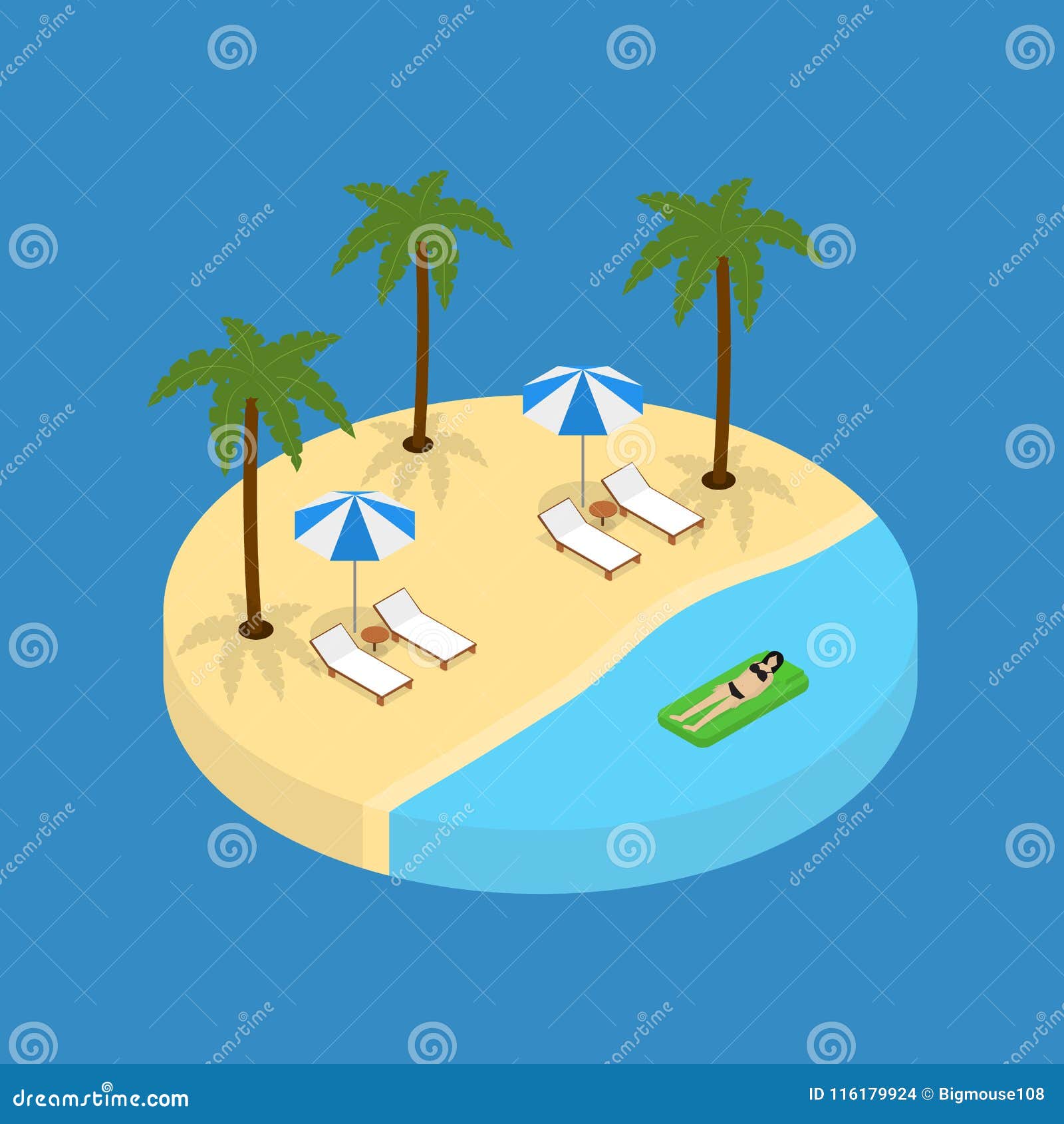 Beach Vacation Element 3d Isometric View. Vector Stock Vector ...