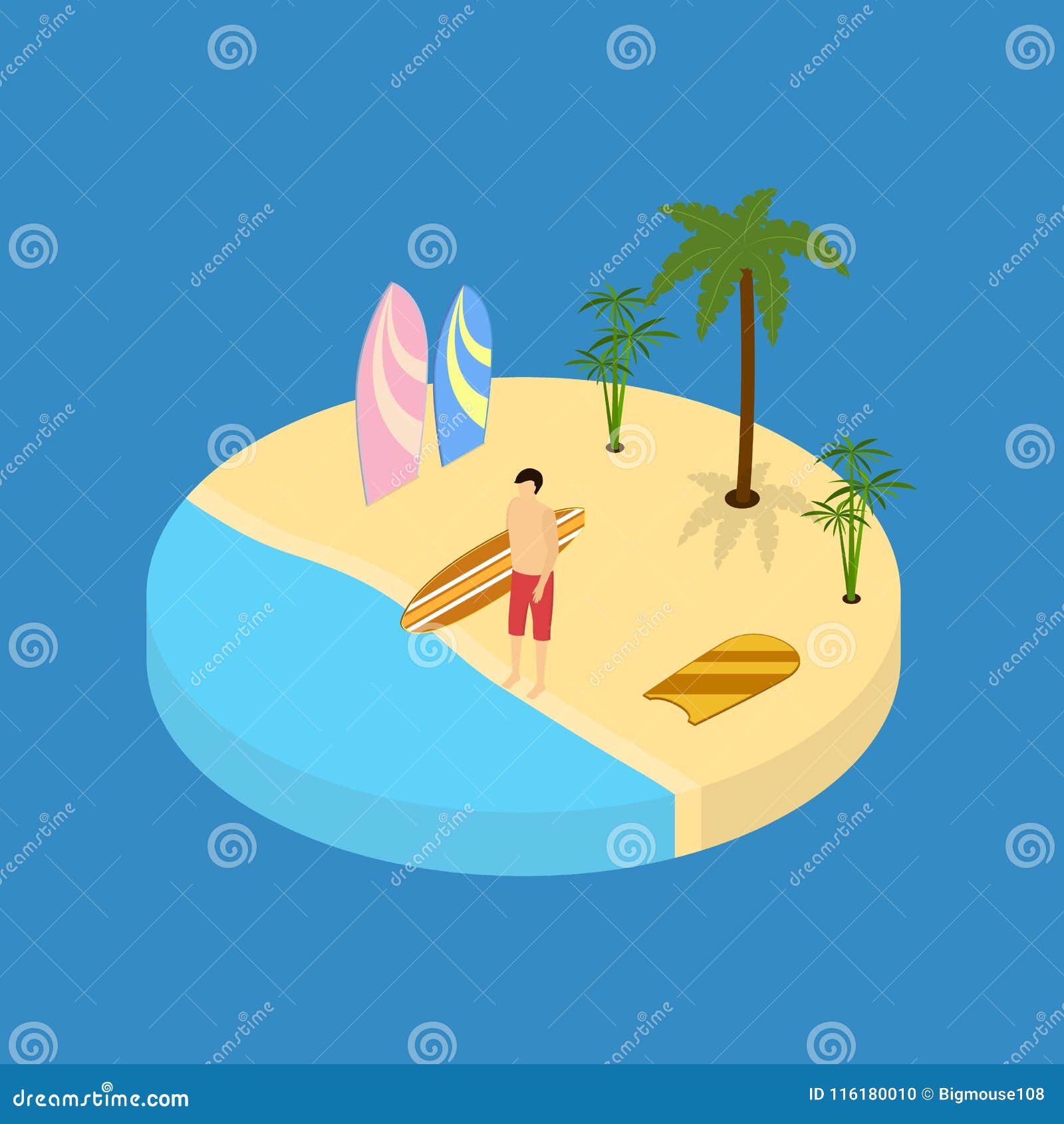 Beach Vacation Element 3d Isometric View. Vector Stock Vector ...