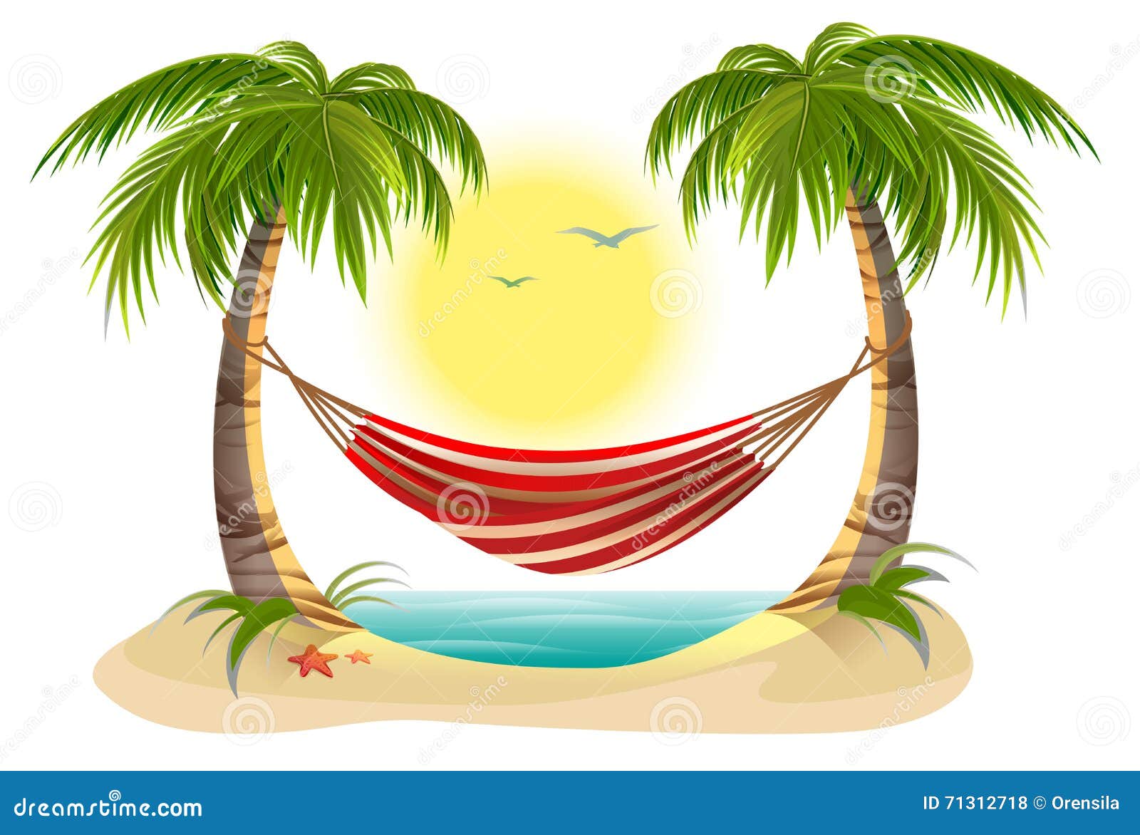 Beach Vacation. Hammock between Palm Trees Stock Vector - Illustration ... Beach Vacation. Hammock between Palm Trees Stock Vector - Illustration ...