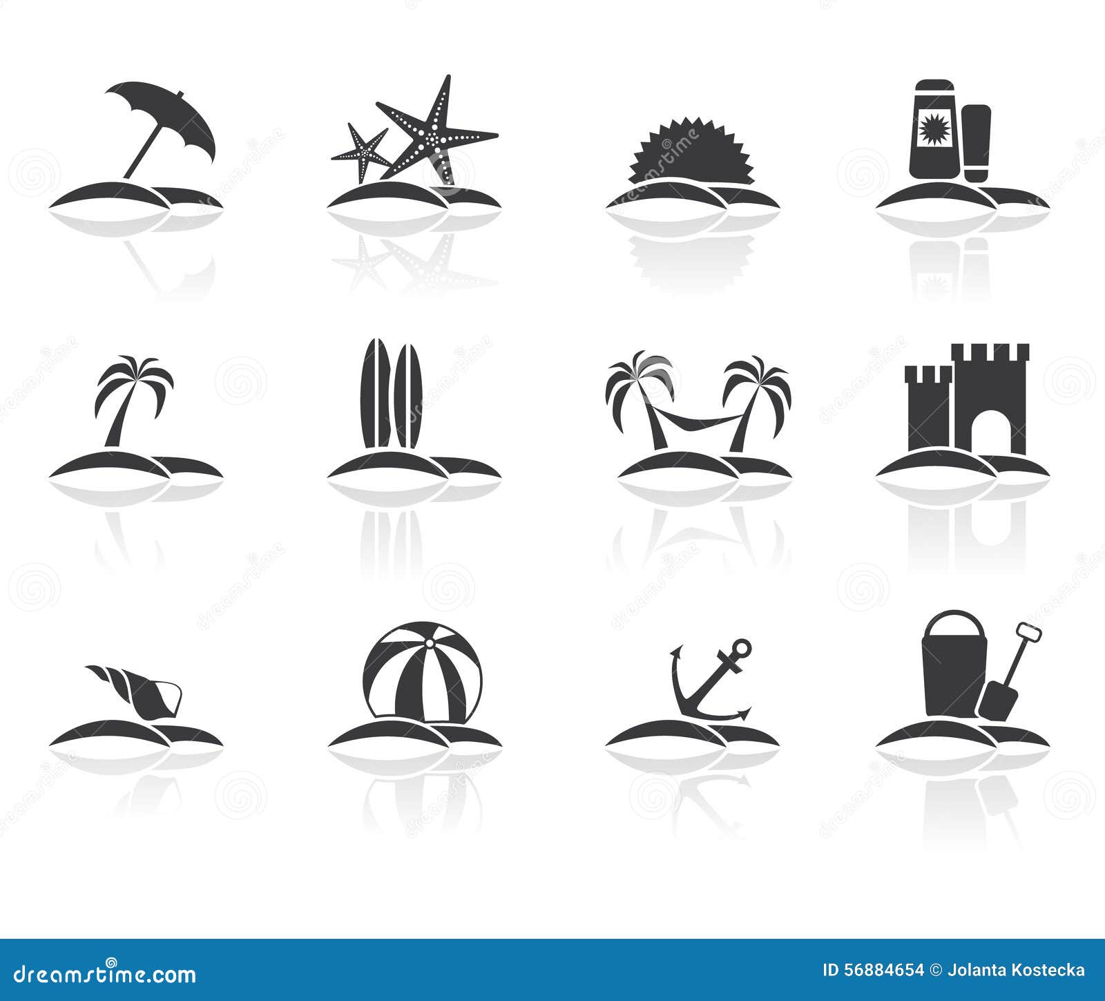 Beach vacation icons set stock vector. Illustration of travel - 56884654