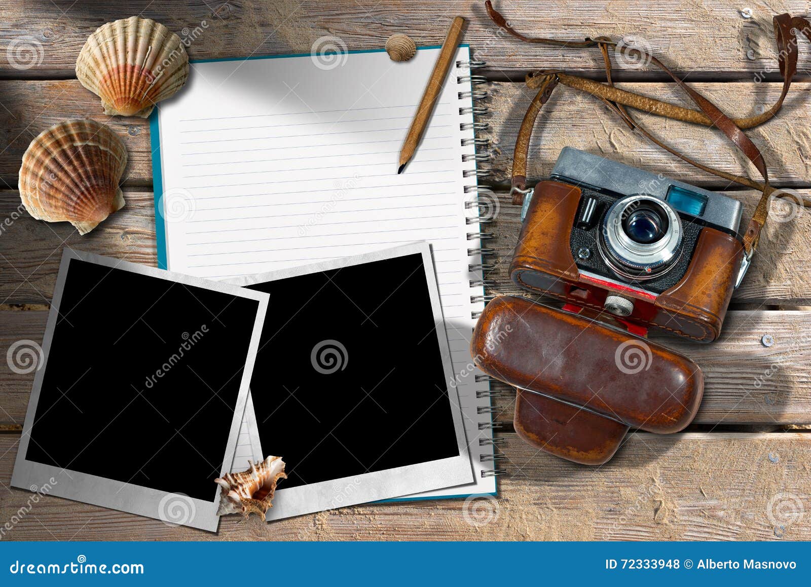 Beach Vacations - Vintage Camera and Seashells Stock Photo - Image of ...